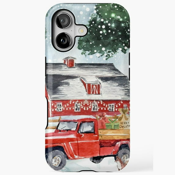 Christmas on the Farm Red Truck Holiday Design Phone Case for iPhone 17 ...