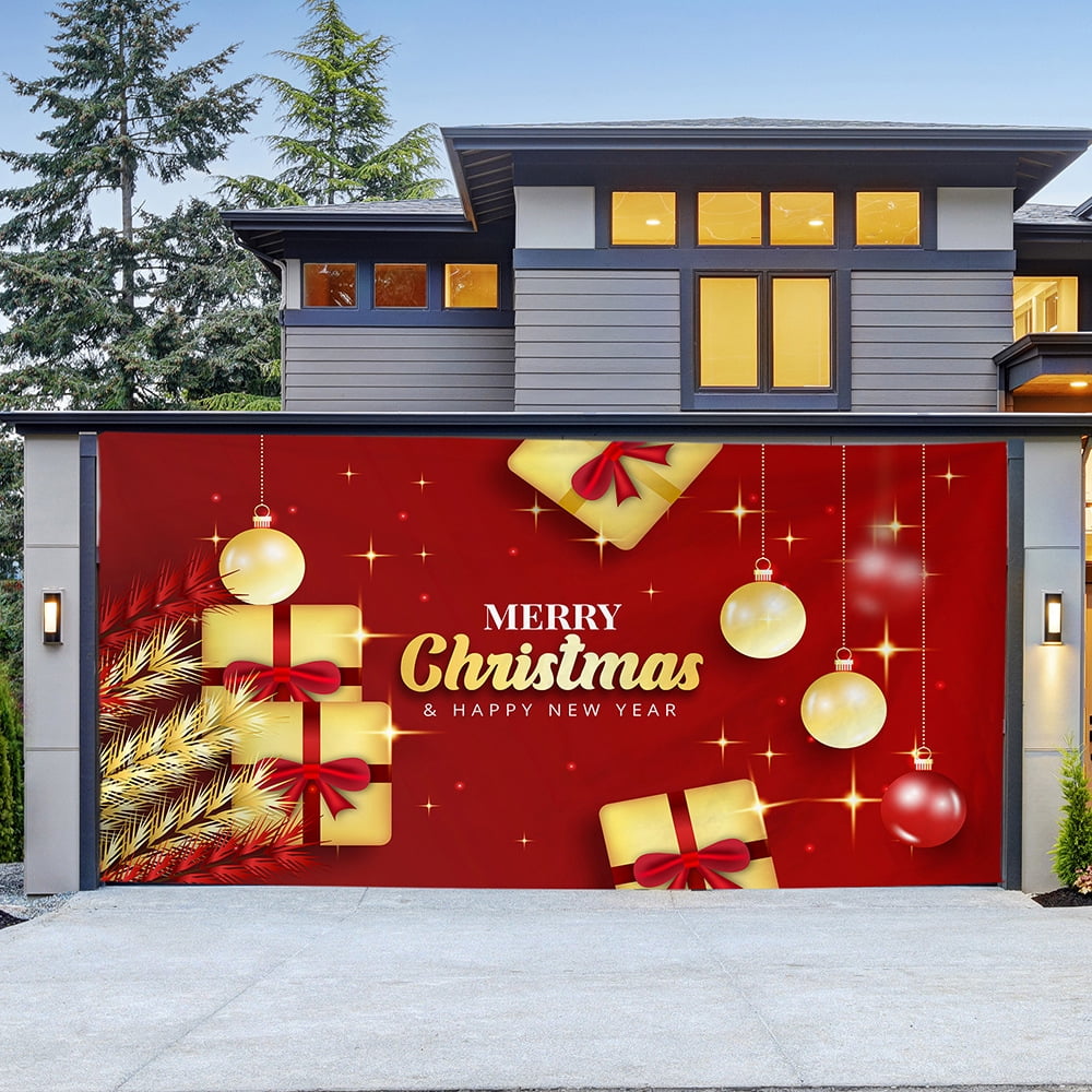 Christmas outdoor garage door stickers tapestry cloth holiday party ...