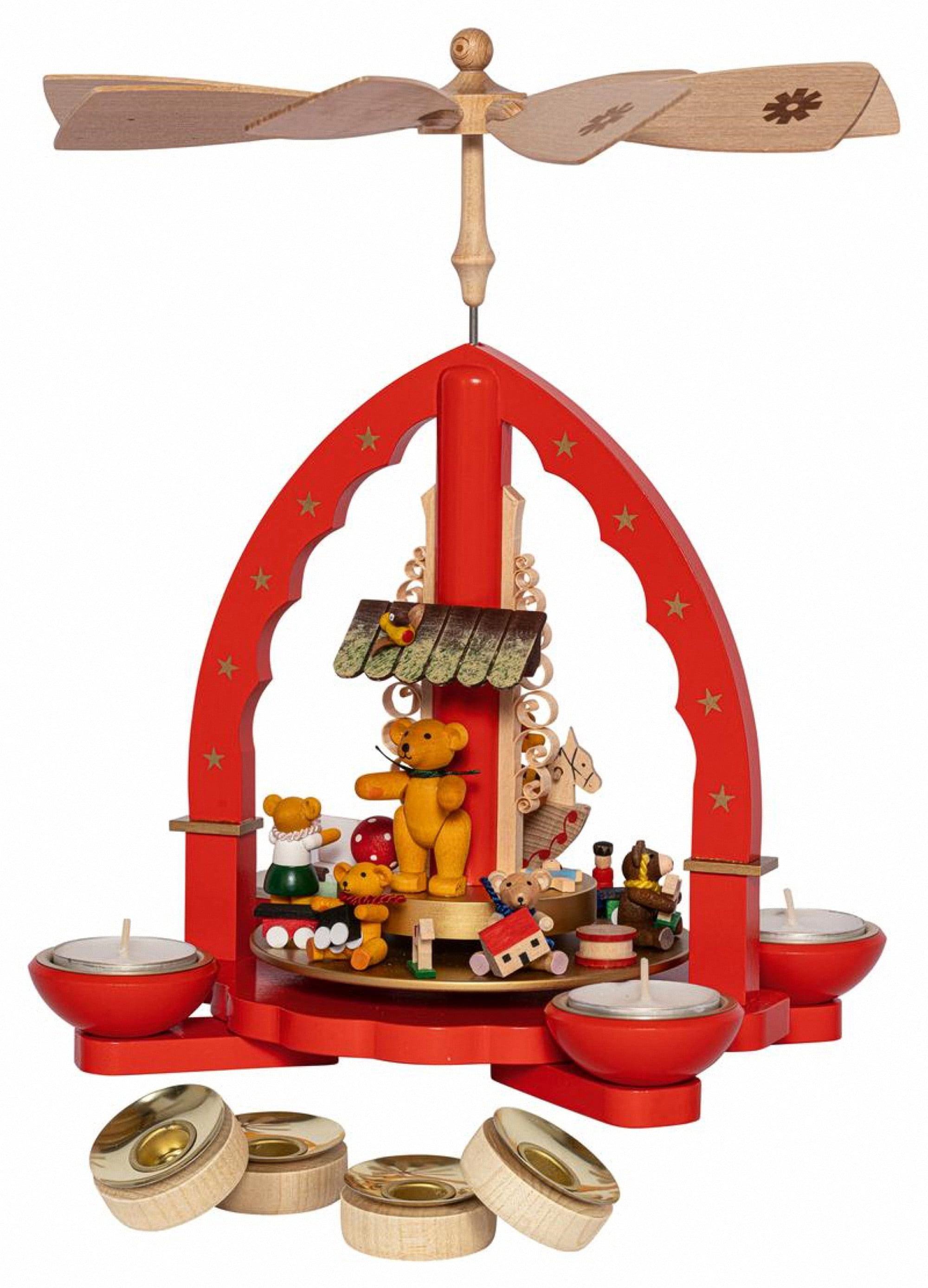 Christmas pyramid playing bear cubs for tea light and candles, 27 cm ...