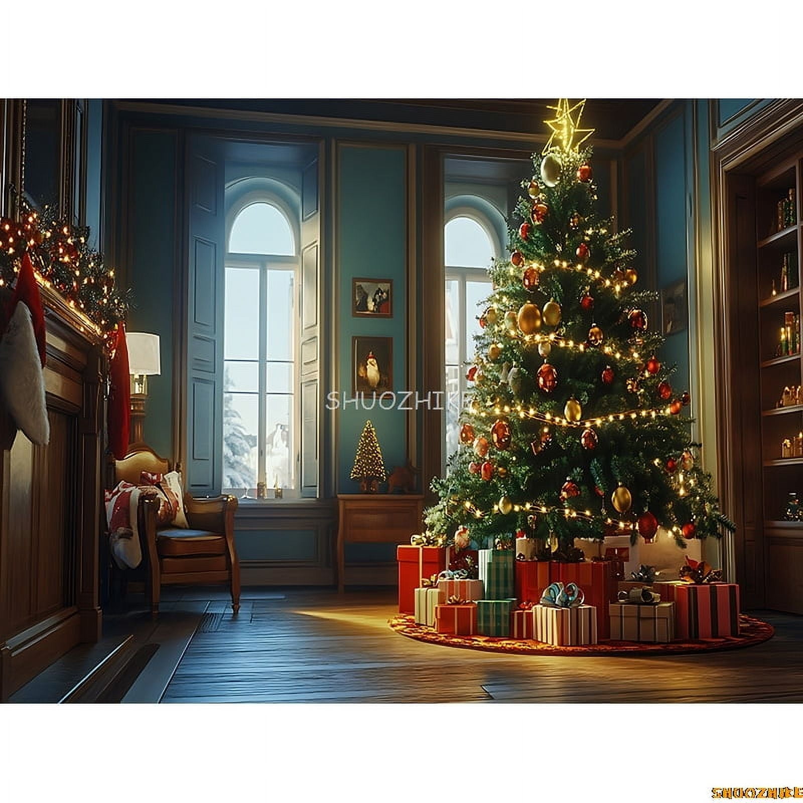 Christmas rated Front Door Porch New Year Photography Backdrop Props ...