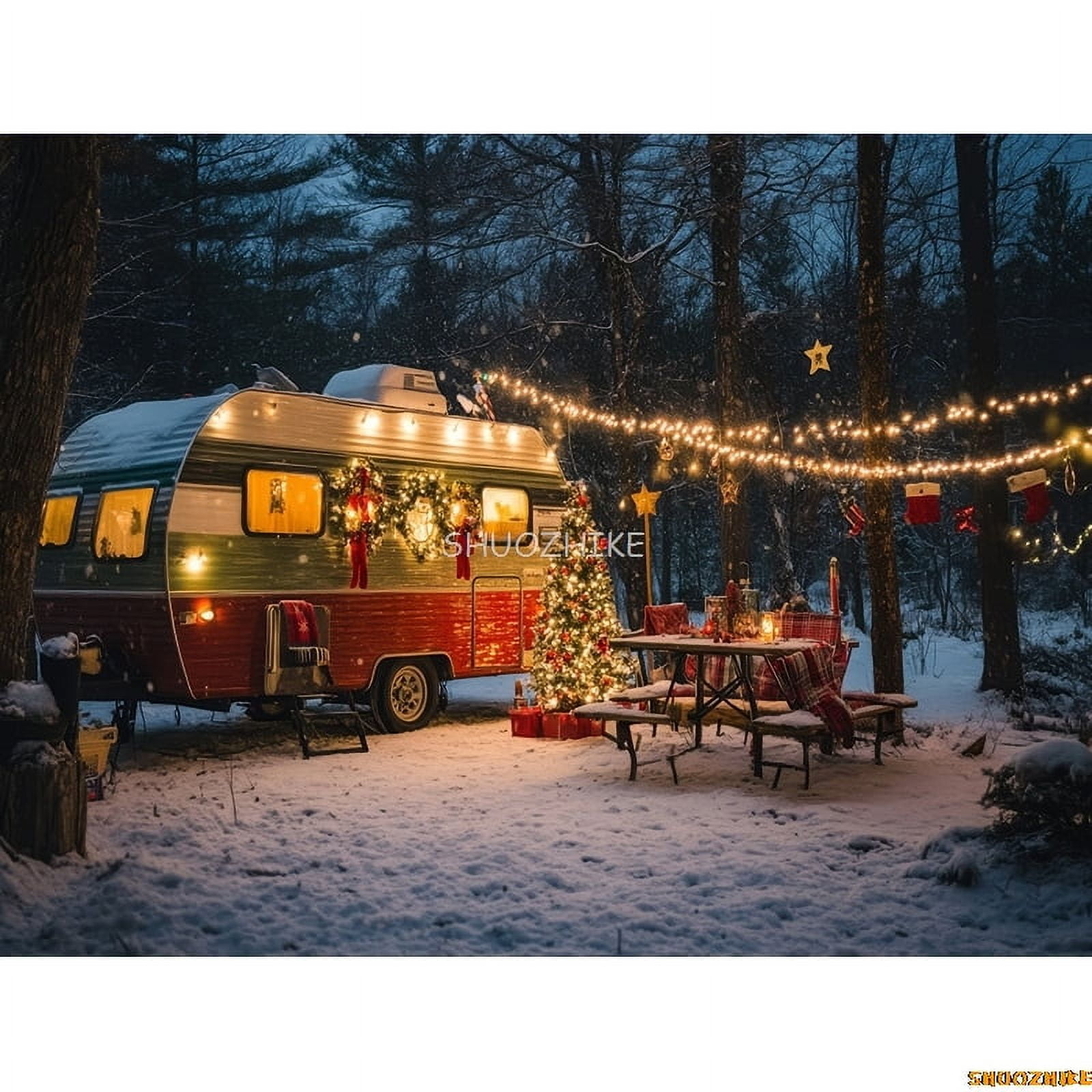 Christmas rated Front Door Porch New Year Photography Backdrop Props ...