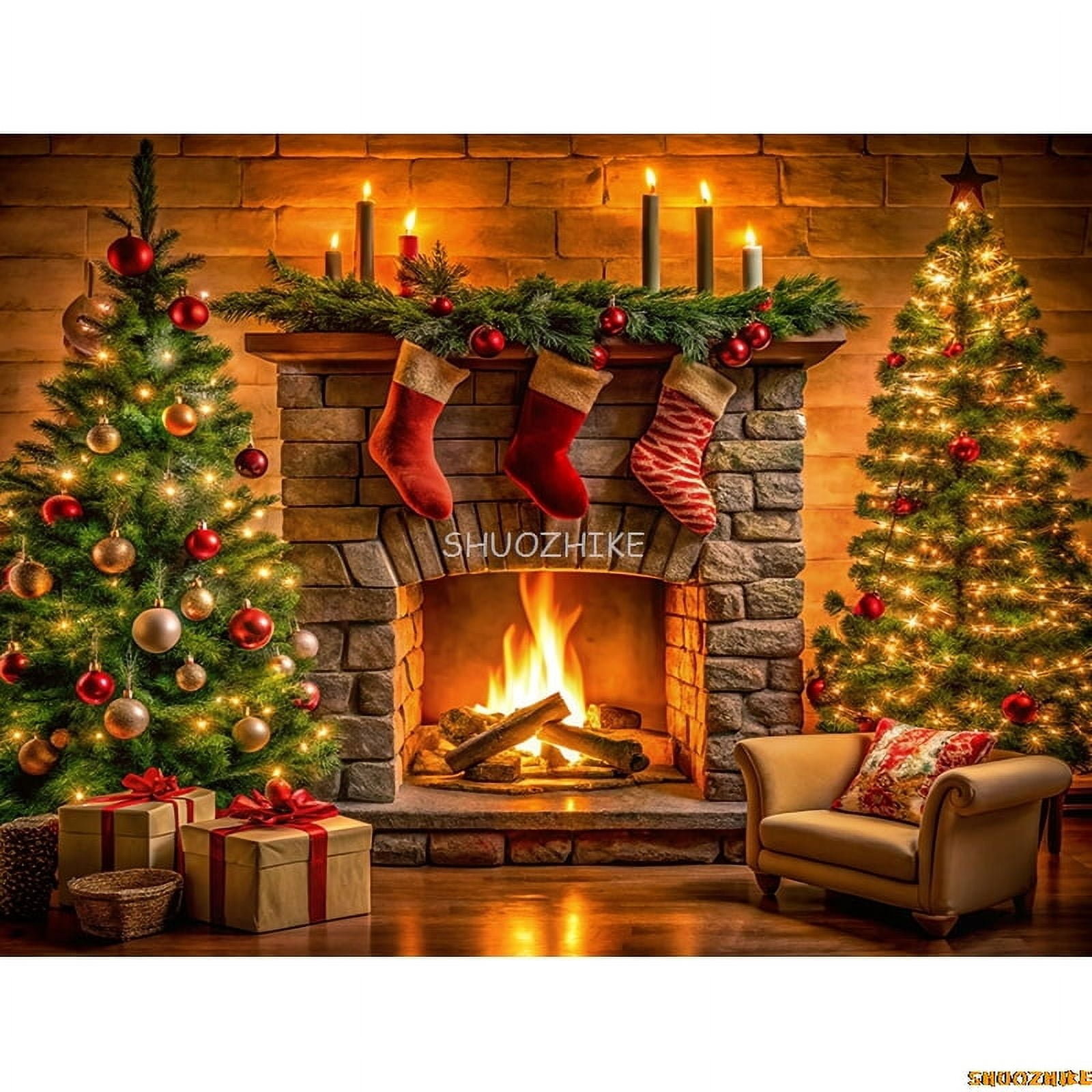 Christmas rated Front Door Porch New Year Photography Backdrop Props ...