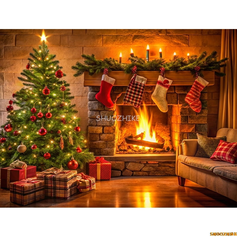 Christmas rated Front Door Porch New Year Photography Backdrop Props ...