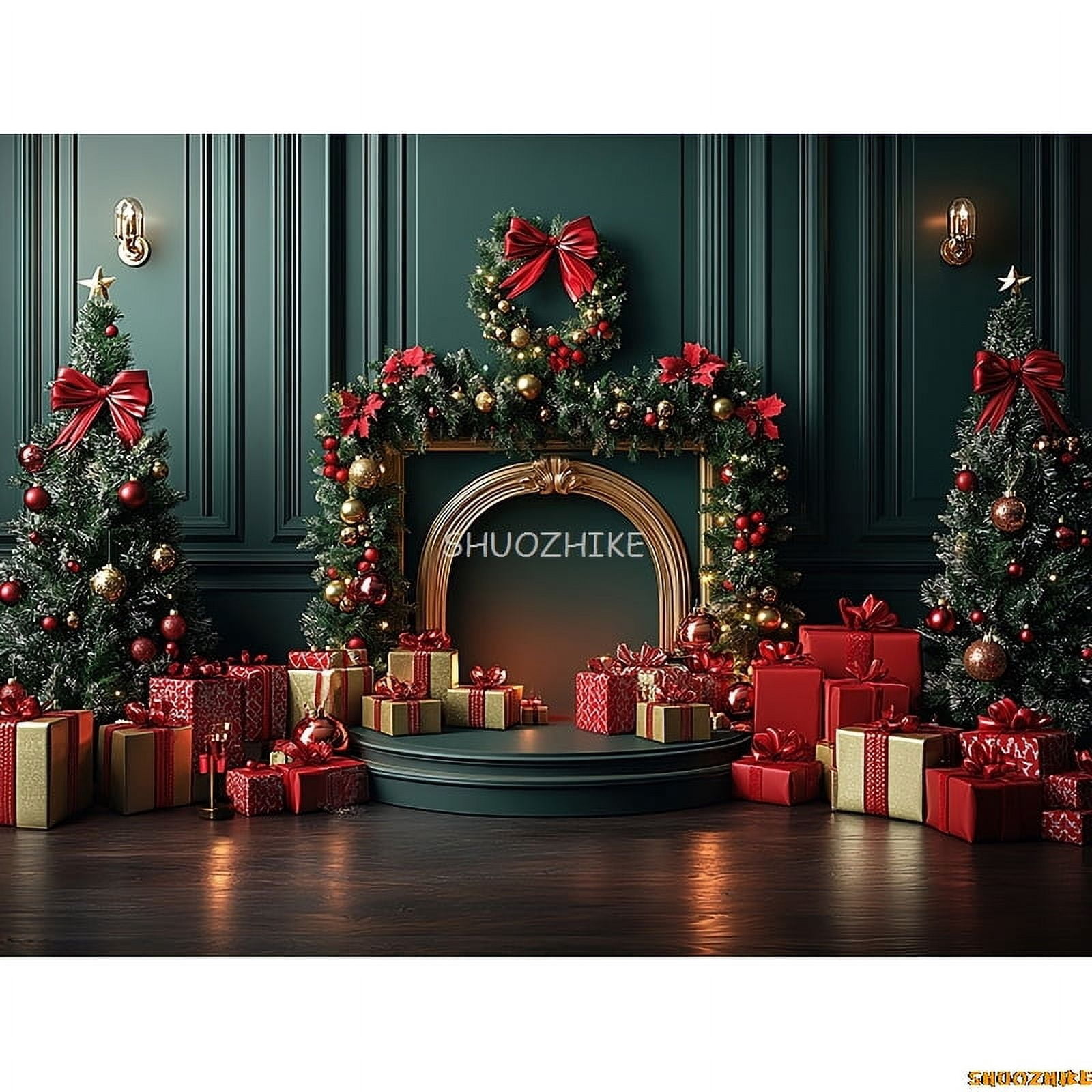 Christmas rated Front Door Porch New Year Photography Backdrop Props ...