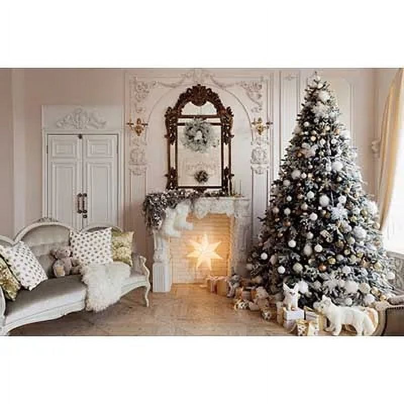 Christmas ration Photography Background Fireplace White Wall Candle ...