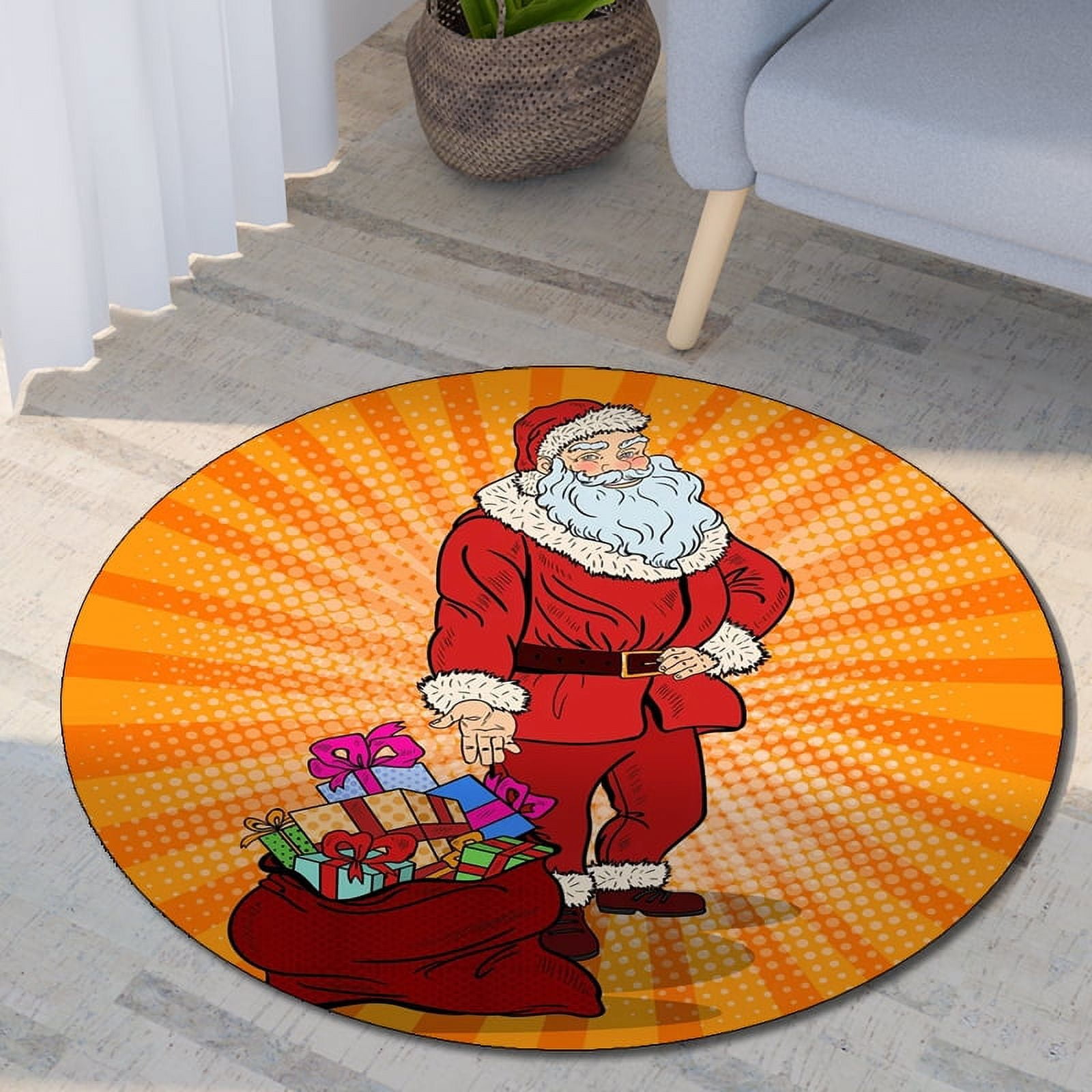Christmas rative Printing Round Carpet Living Room Children's Floor Mat ...