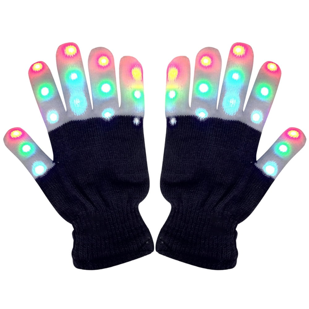 Christmas sale! LED Gloves Light Up Rave Glow Gloves 7 Colors 6 Modes ...