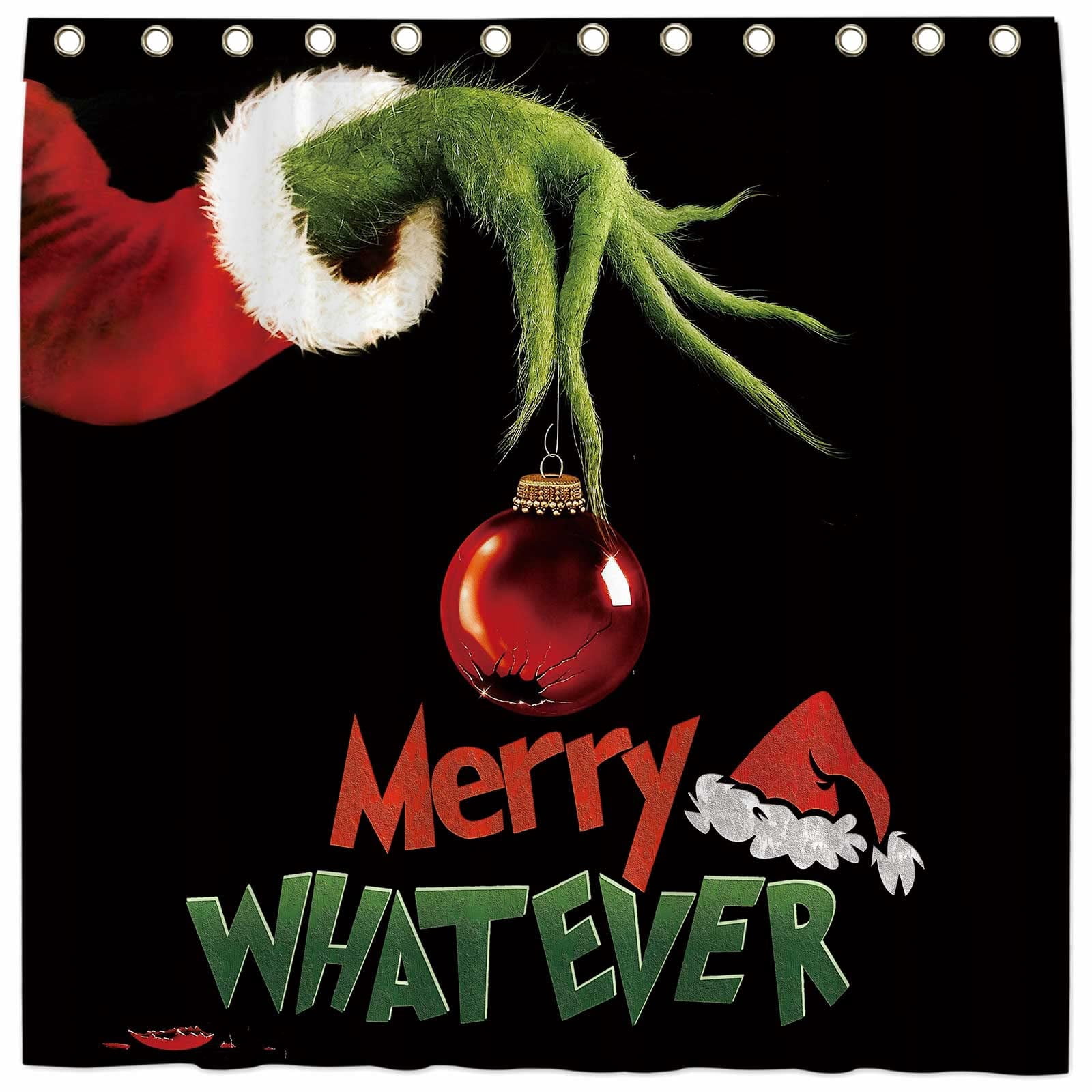 Christmas shower curtain grinch shower curtain set Merry Christmas ...
