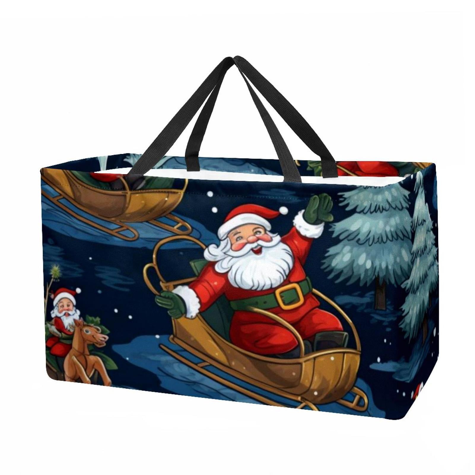Christmas sled Large Beach Bag with Storage Bins and Shopping Basket ...