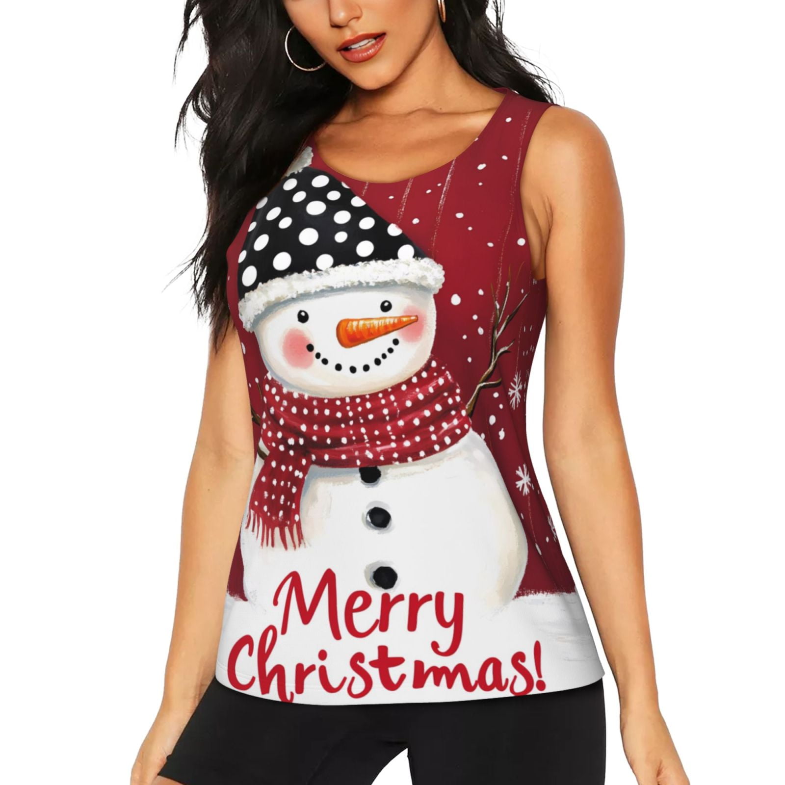 Christmas snowman L Workout Tank Tops for Women Sleeveless Yoga Gym ...