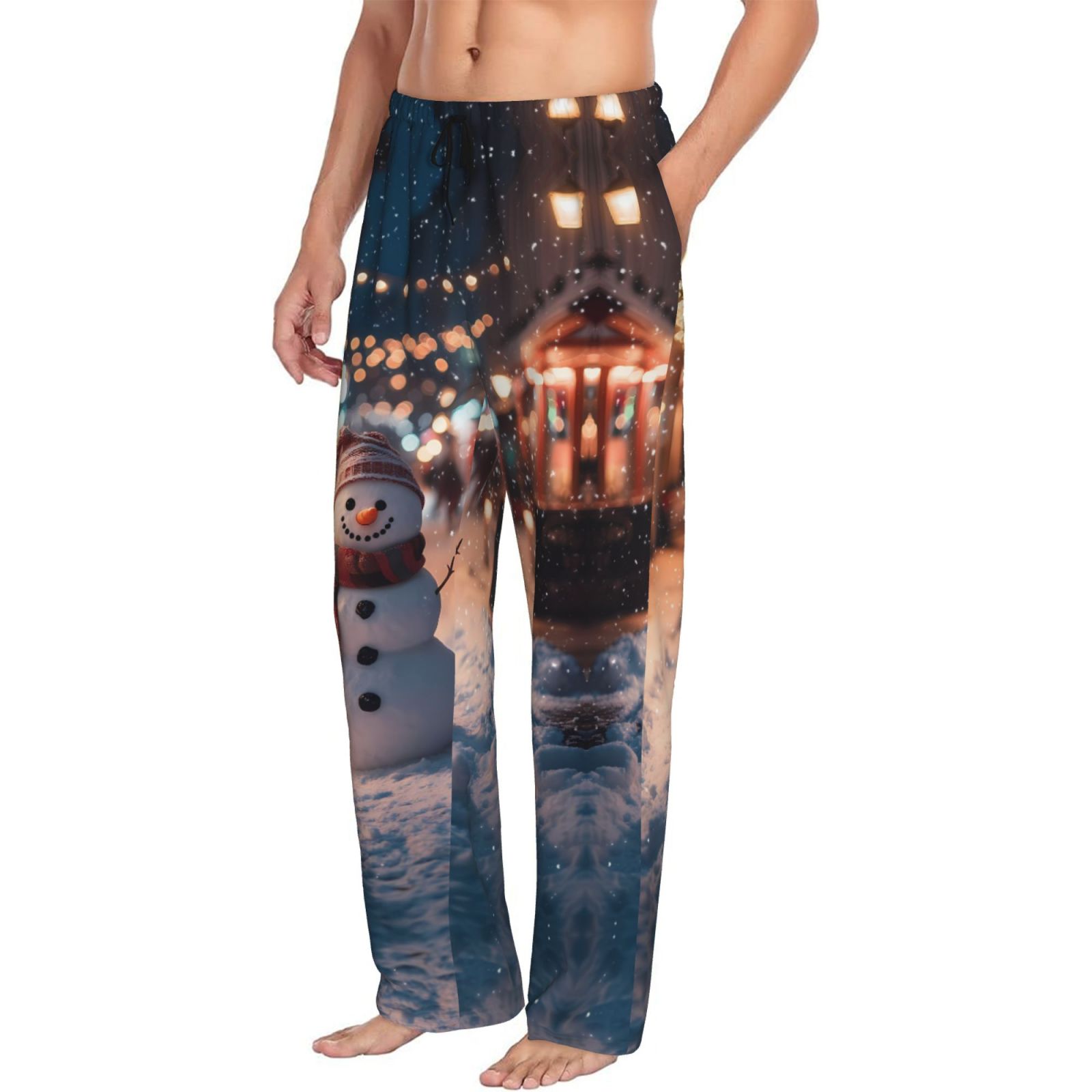 Christmas snowman O Mens Pajama Pants Bottoms with Pockets - Comfy Mens ...