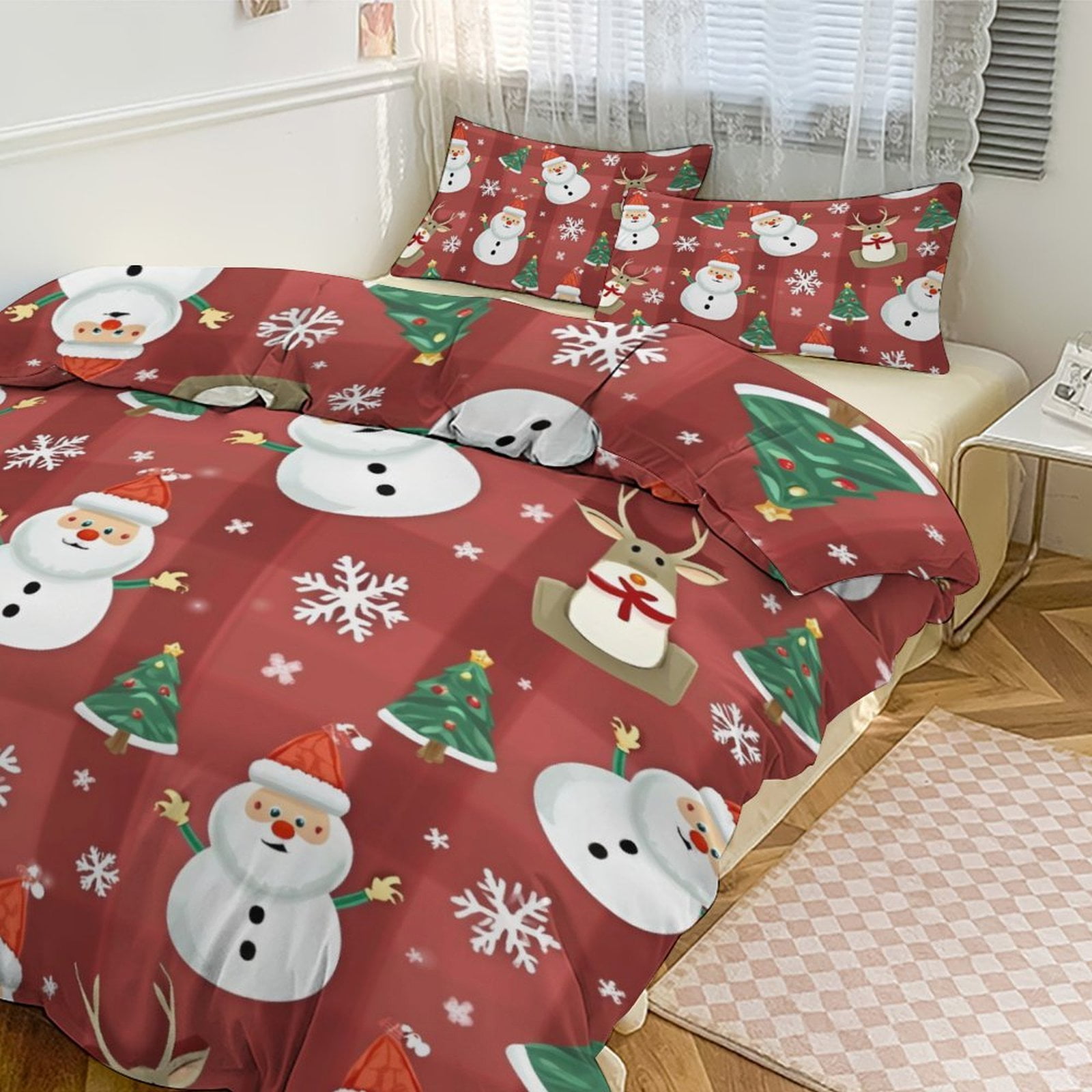 Christmas snowman atmosphere Duvet Cover Set Queen Size – Same Pattern ...