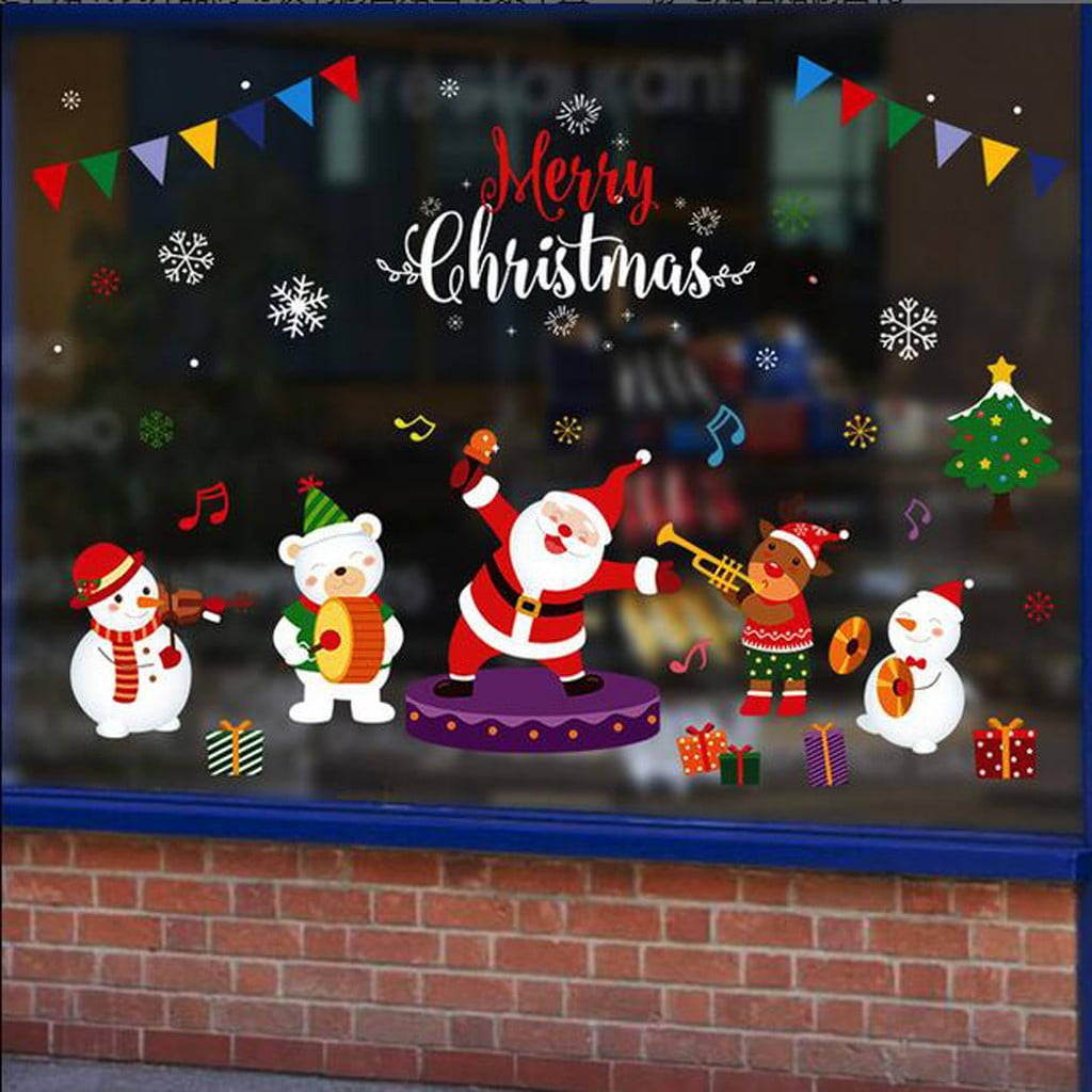Christmas stickers decoration shopping mall glass window Christmas ...