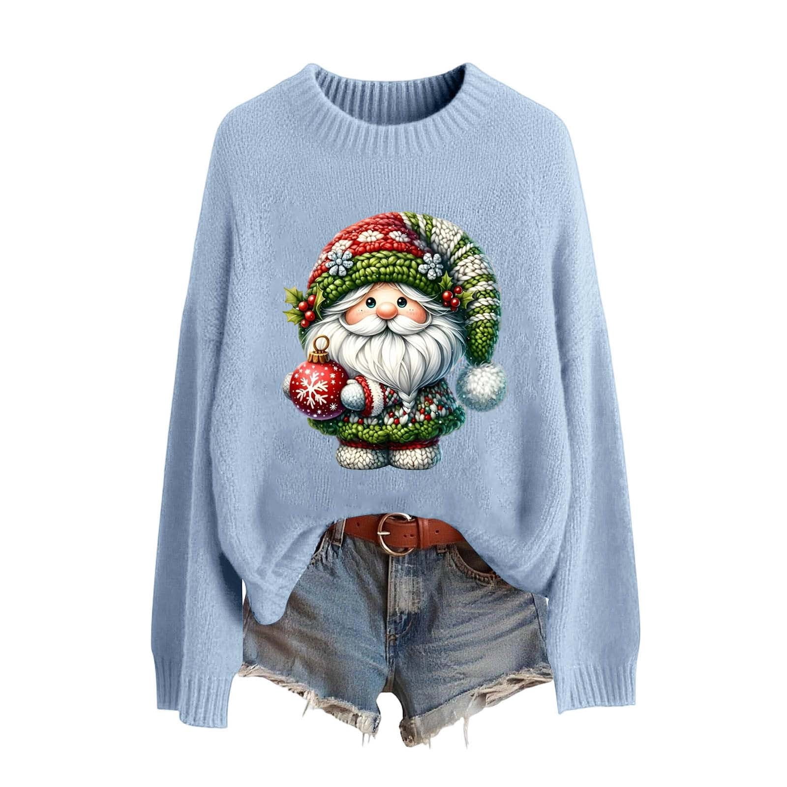 Christmas sweatshirts for women Vintage Christmas Santa Knit Sweater ...