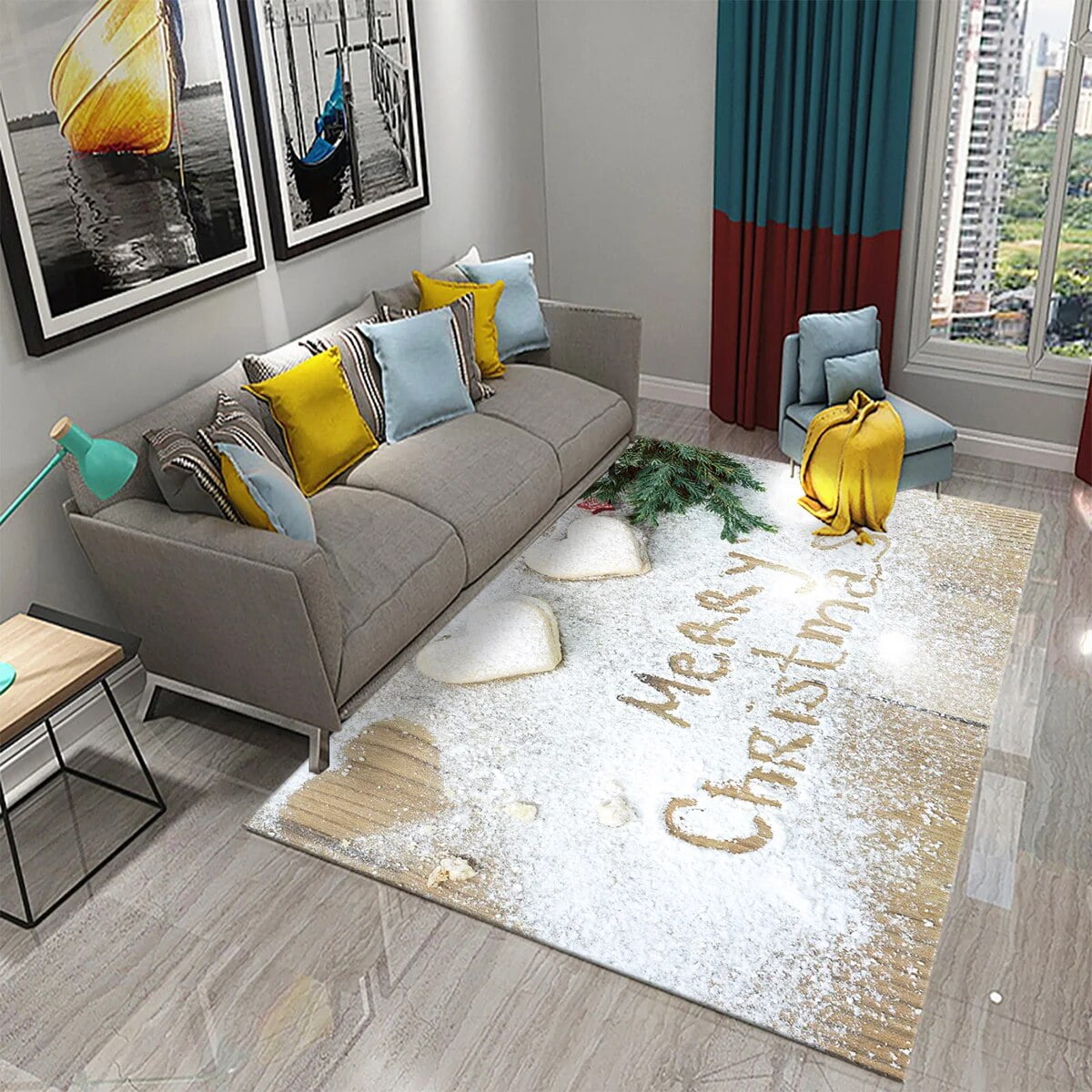 Christmas theme carpet living room bedroom kitchen home holiday ...