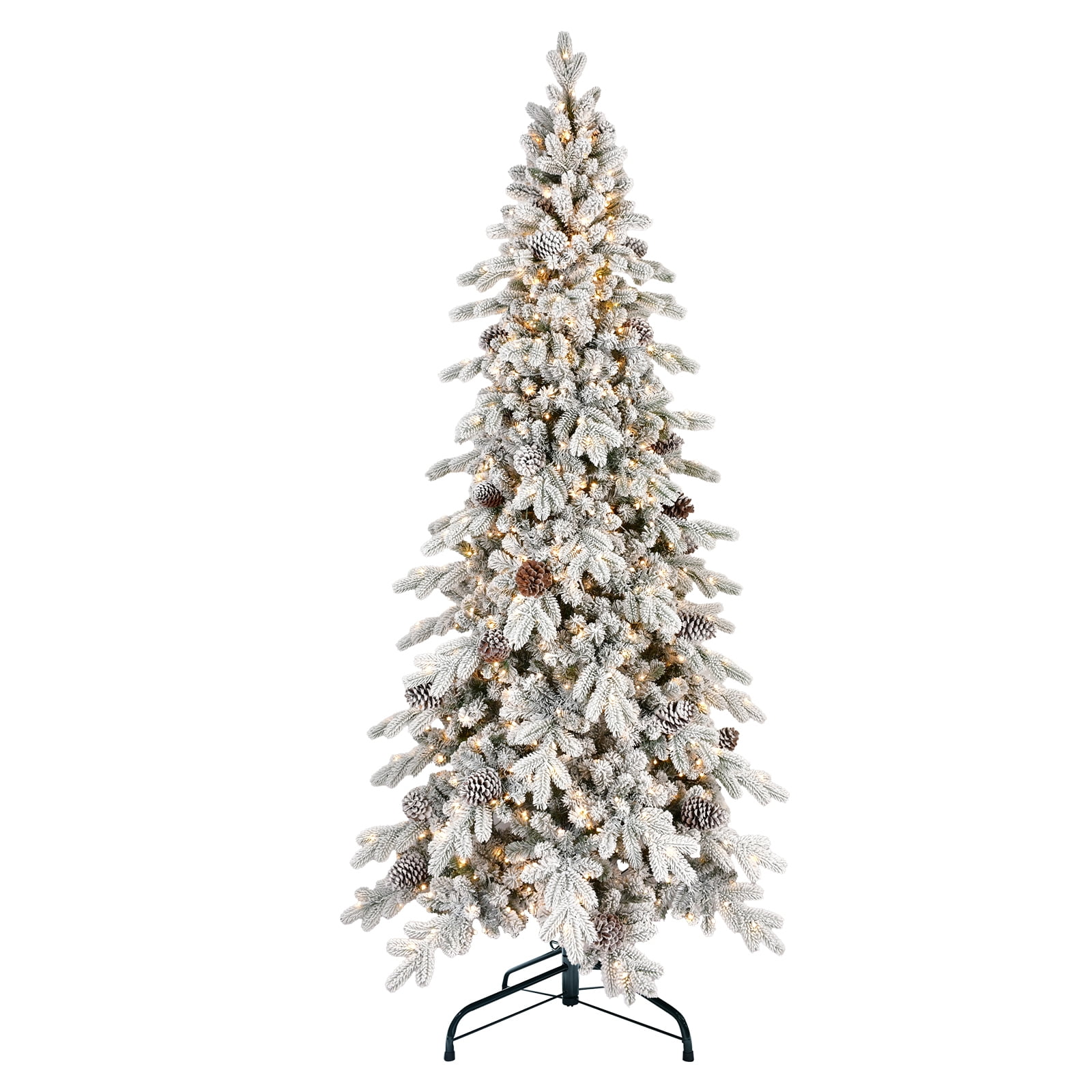 Christmas tree 8 FEET Prelit Realistic Snowy Christmas Dunhill Fir Tree 1634 Branch Tips 1000 ...