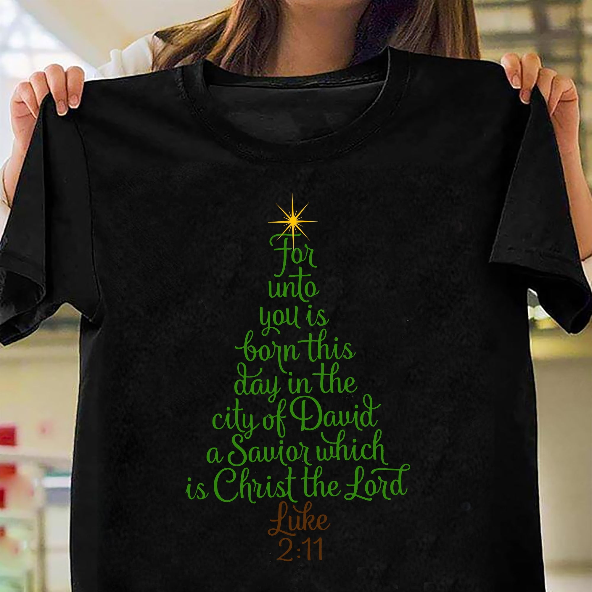 Christmas tree, For unto you is born this day - Jesus Apparel - Walmart.com