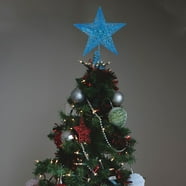 [Christmas decorations]1pc Glitter Mini Star Christmas Tree Toppers Red ...