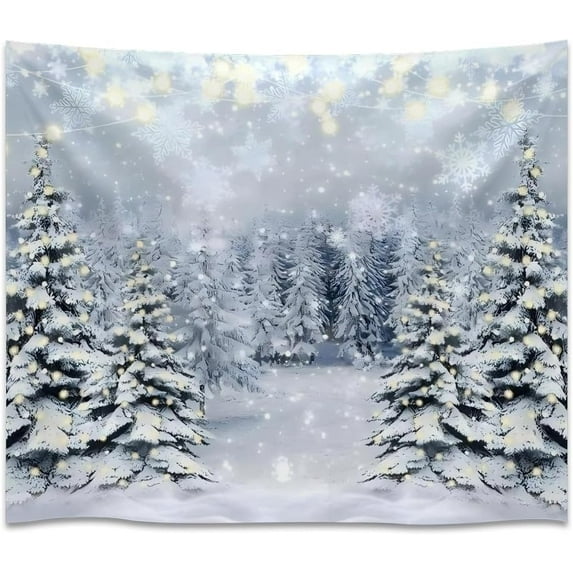 Christmas tree tapestry winter scene background fairyland snowflakes ...