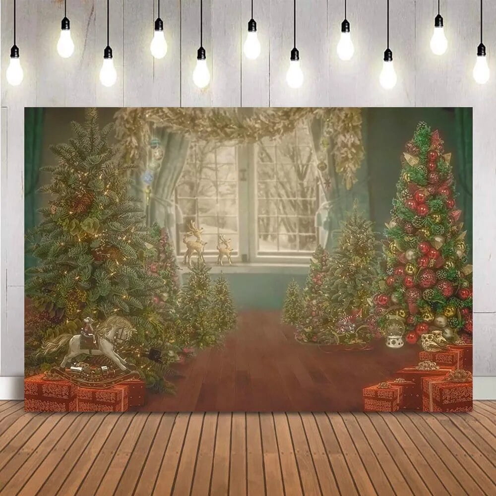 Christmas windows portrait backdrop for photography studio red ...
