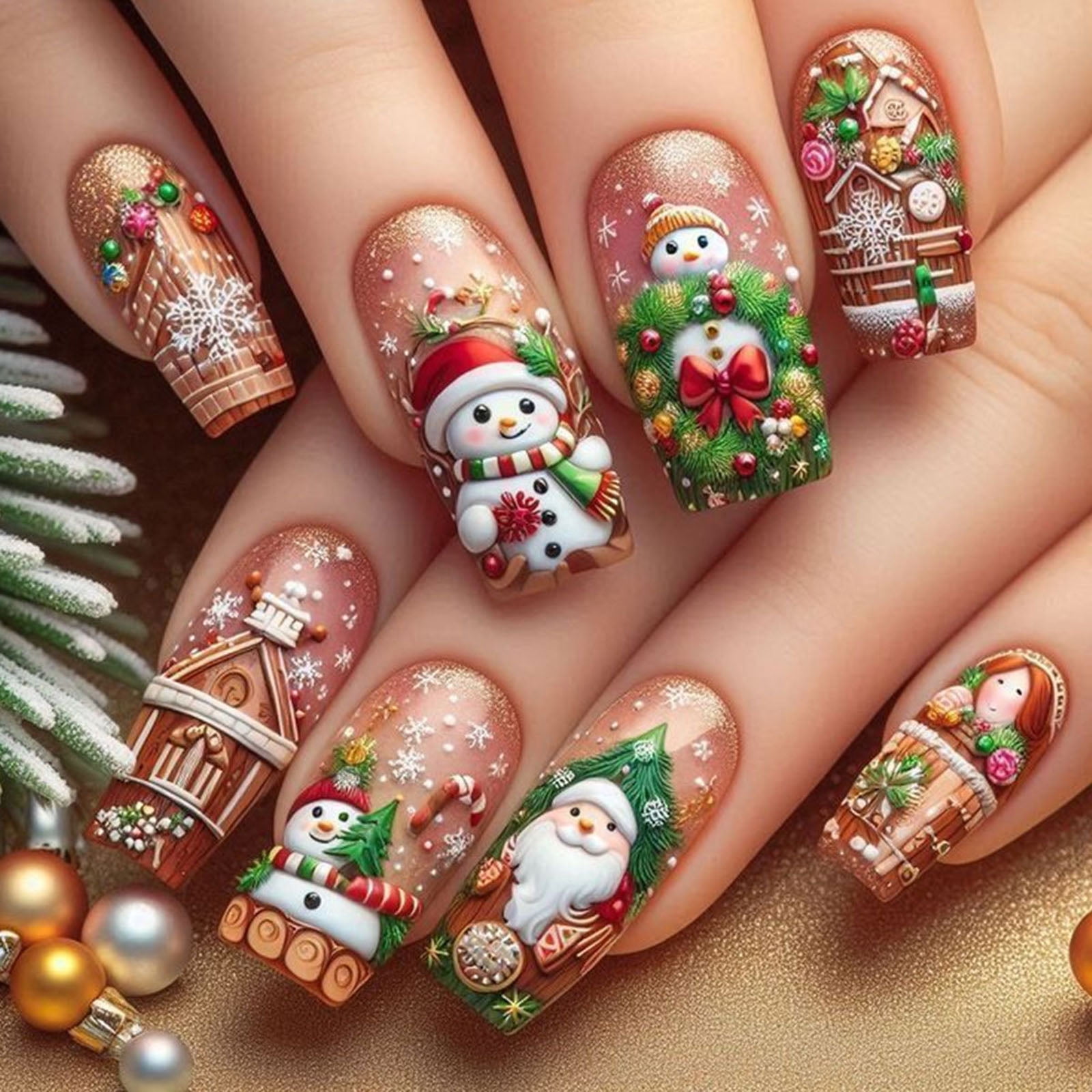 Christmas with Gel Adhesive & File, Holiday Art Designs, Reusable ABS s ...
