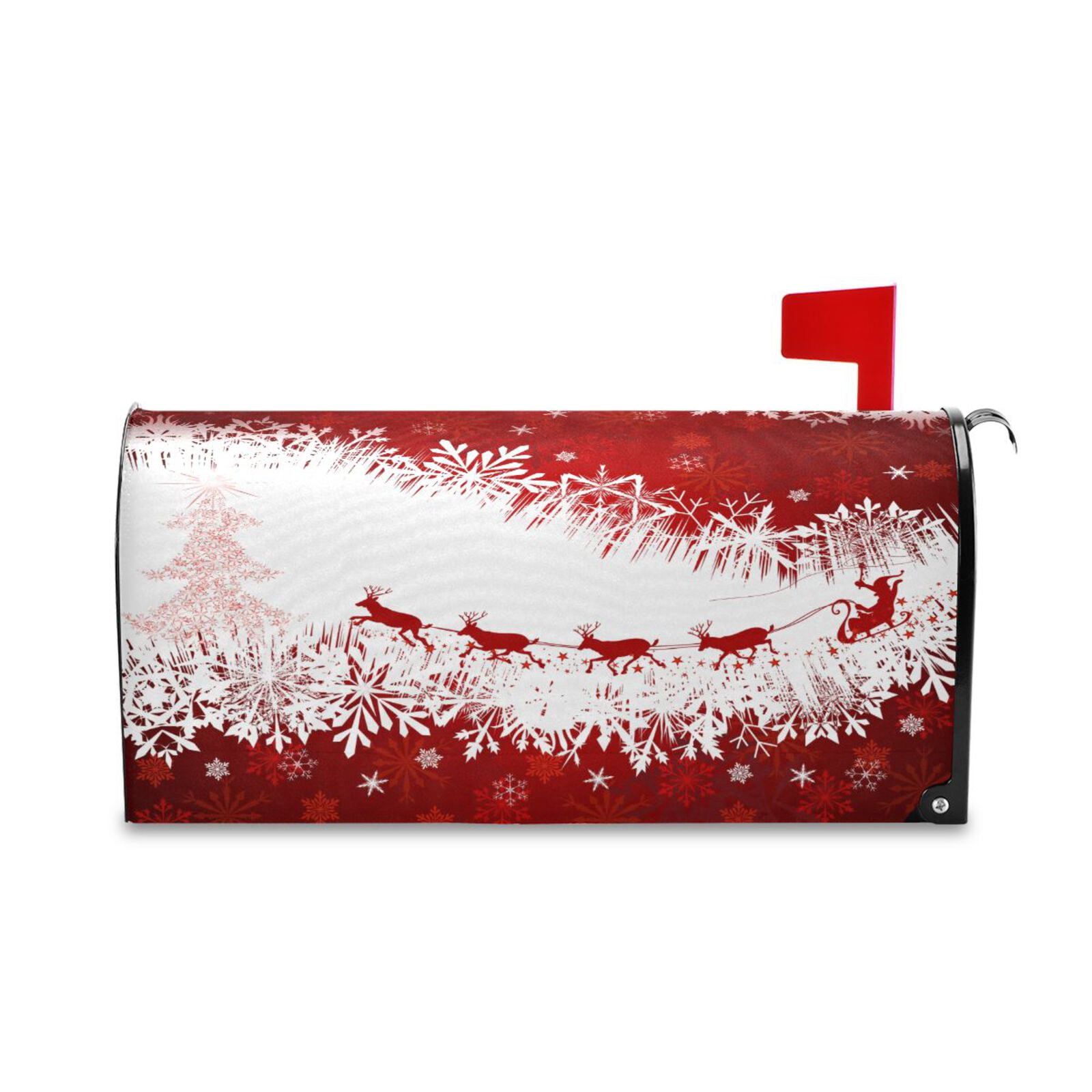 Christmas with Red Magnetic Mailbox Covers Wrapped Mailbox Post Box ...