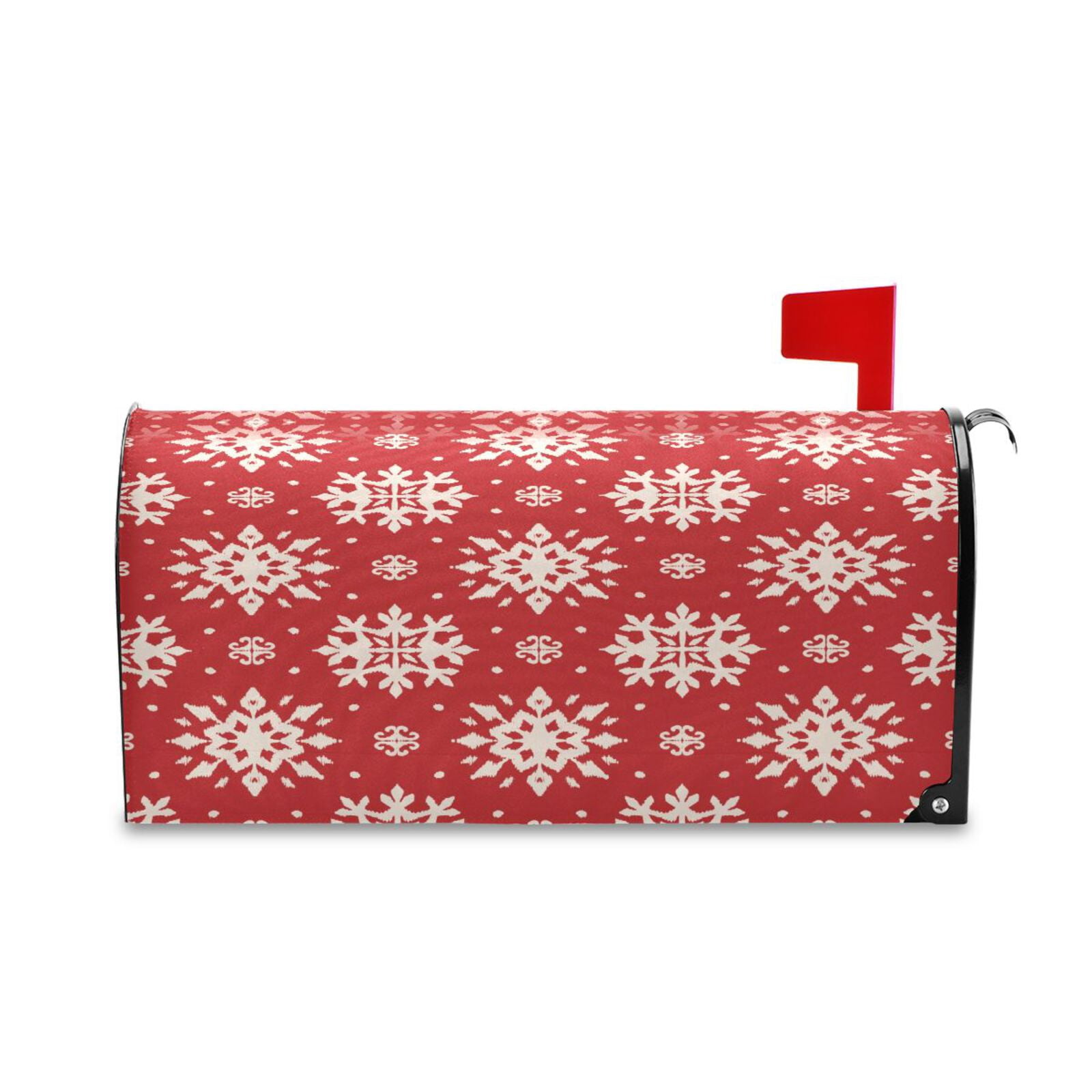 Christmas with Snowflakes Magnetic Mailbox Covers Wrapped Mailbox Post ...