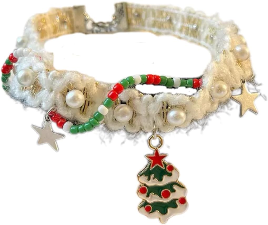 Christmas women's plush necklace, Christmas tree-shaped pendant, very ...