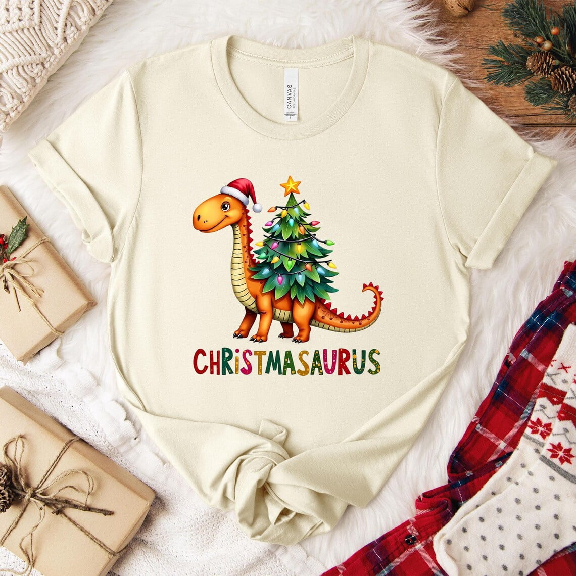 Christmatasaurus Tree Shirt – Adorable Dino Dressed As Tree With Santa ...