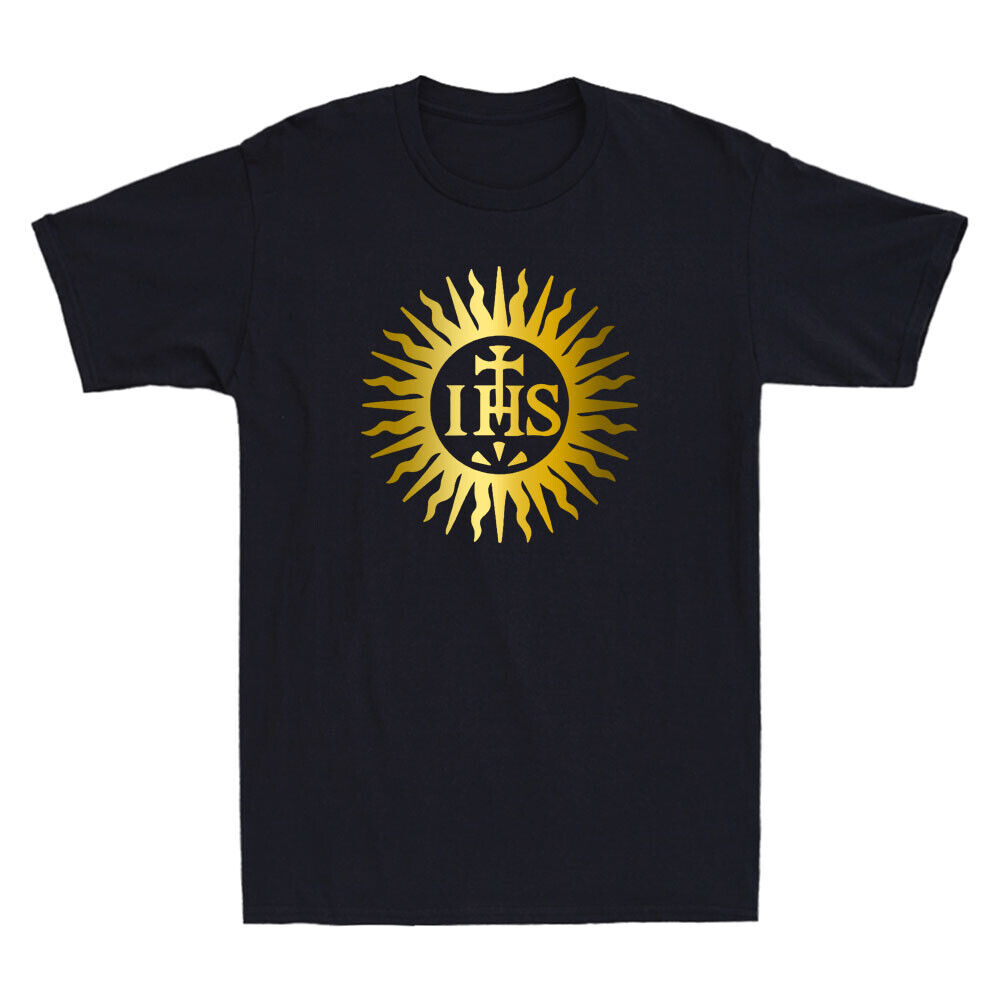 Christogram, Jesuits Jesus Religious Title Symbol Golden Print Men's T ...