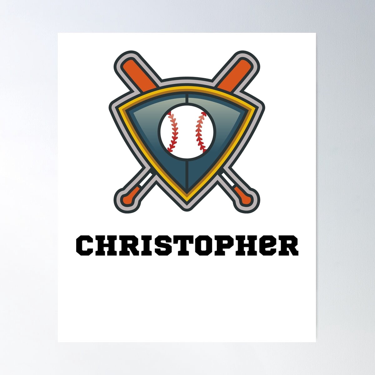 Christopher - Baseball Lover Poster Wall Art, Modern Wall Decor For ...