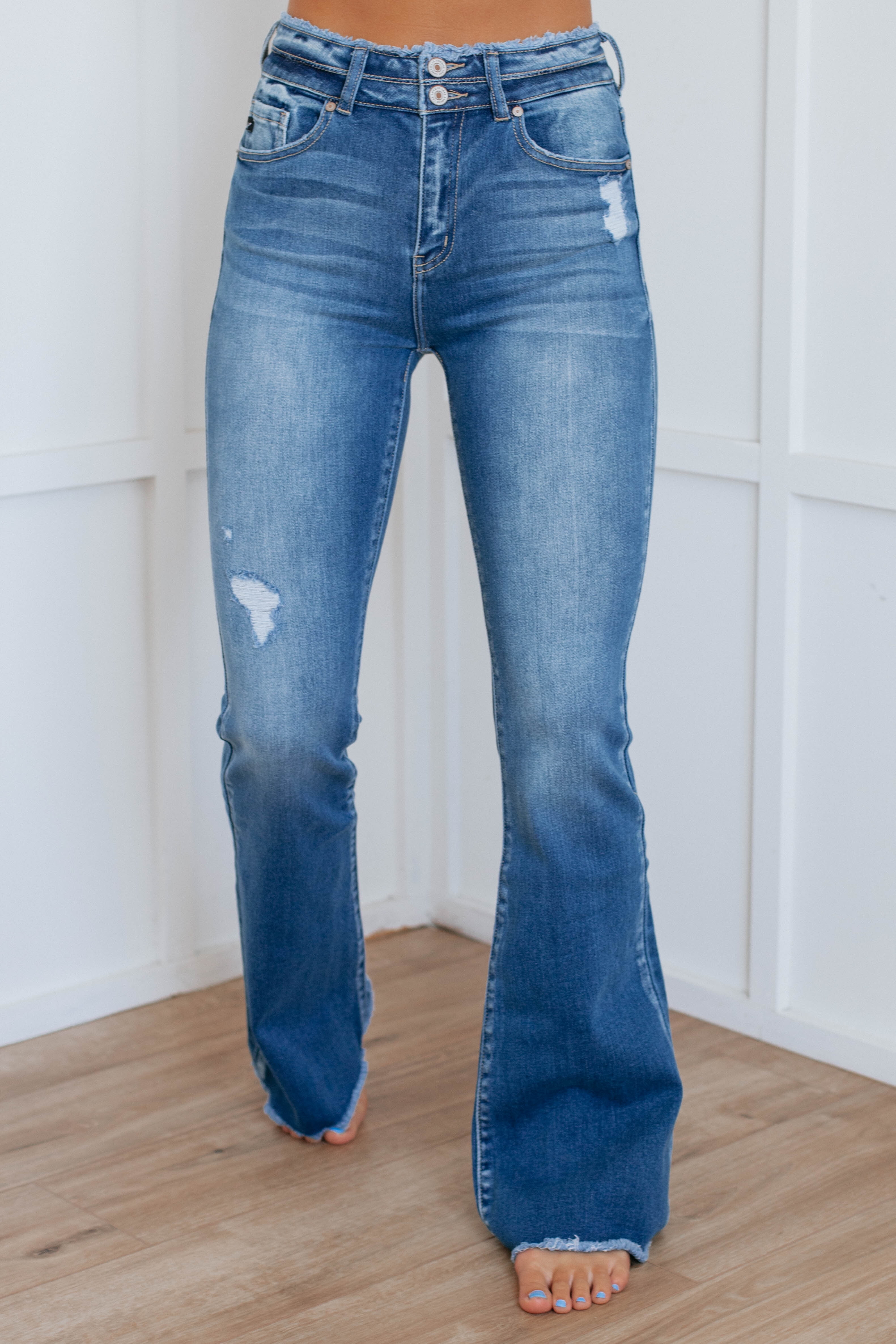 Christopher High Rise Kan Can Flare Jeans - Medium Wash - Walmart.com