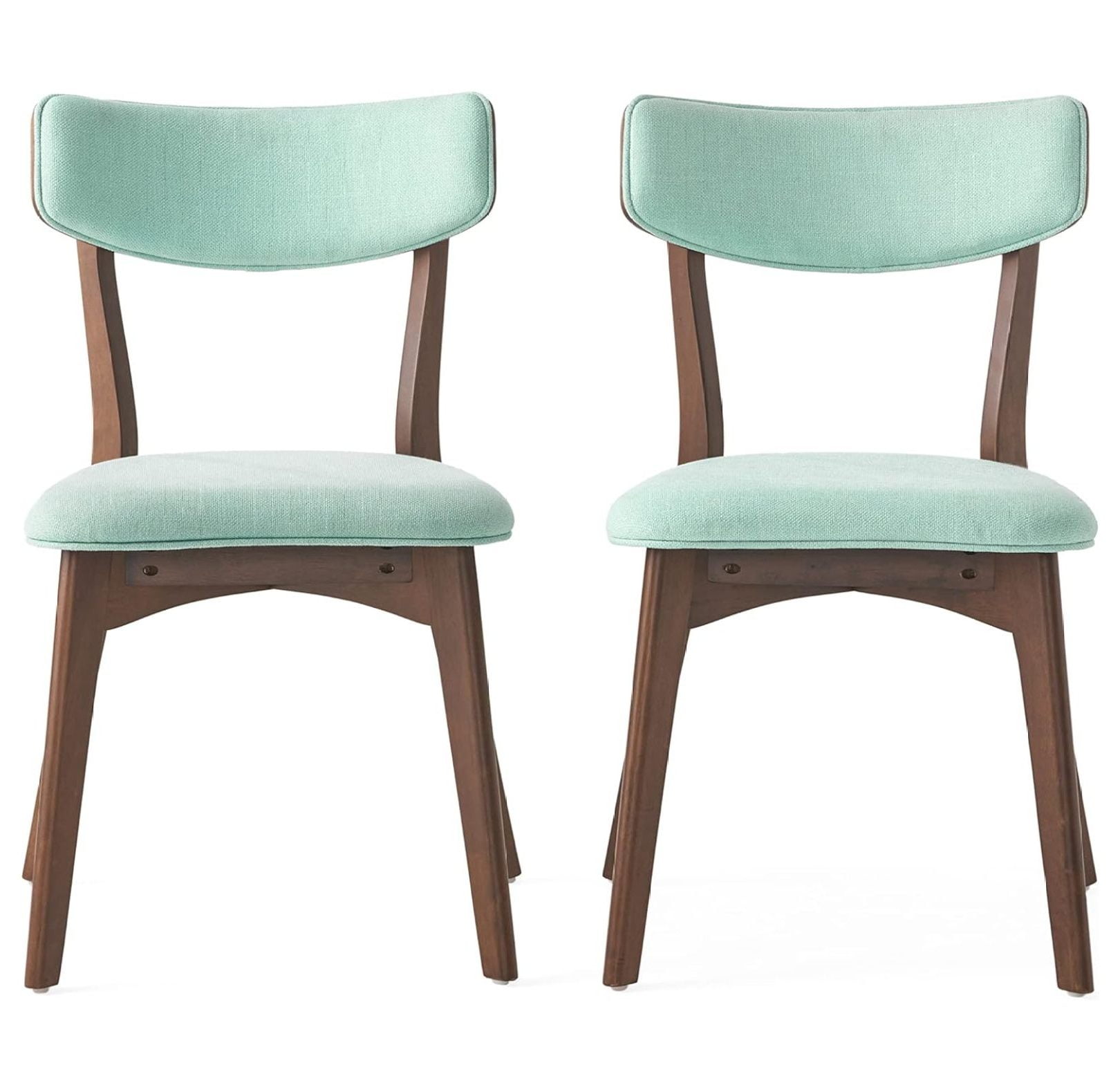 Christopher Home Chazz -Century Fabric Dining Chairs with Natural Walnut Finished Frame, 2-Pcs ...