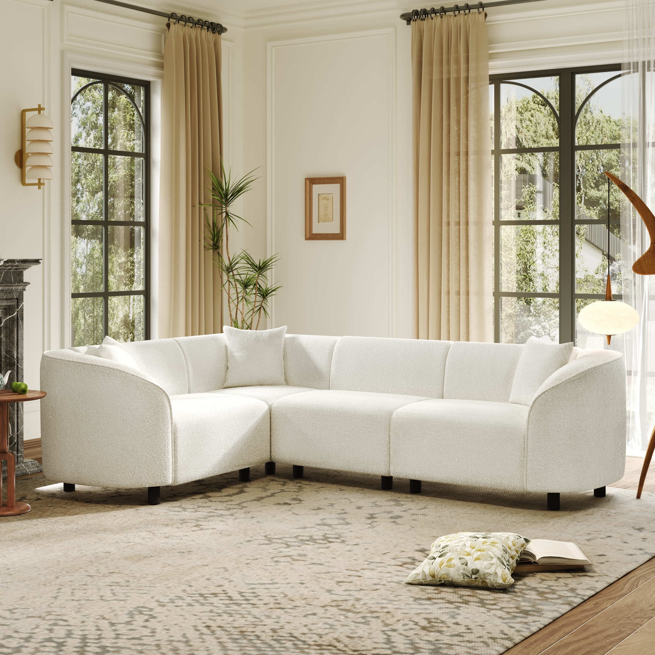 Christopher Knight Home 104" Modern L-Shaped Curved Sectional Sofa with ...