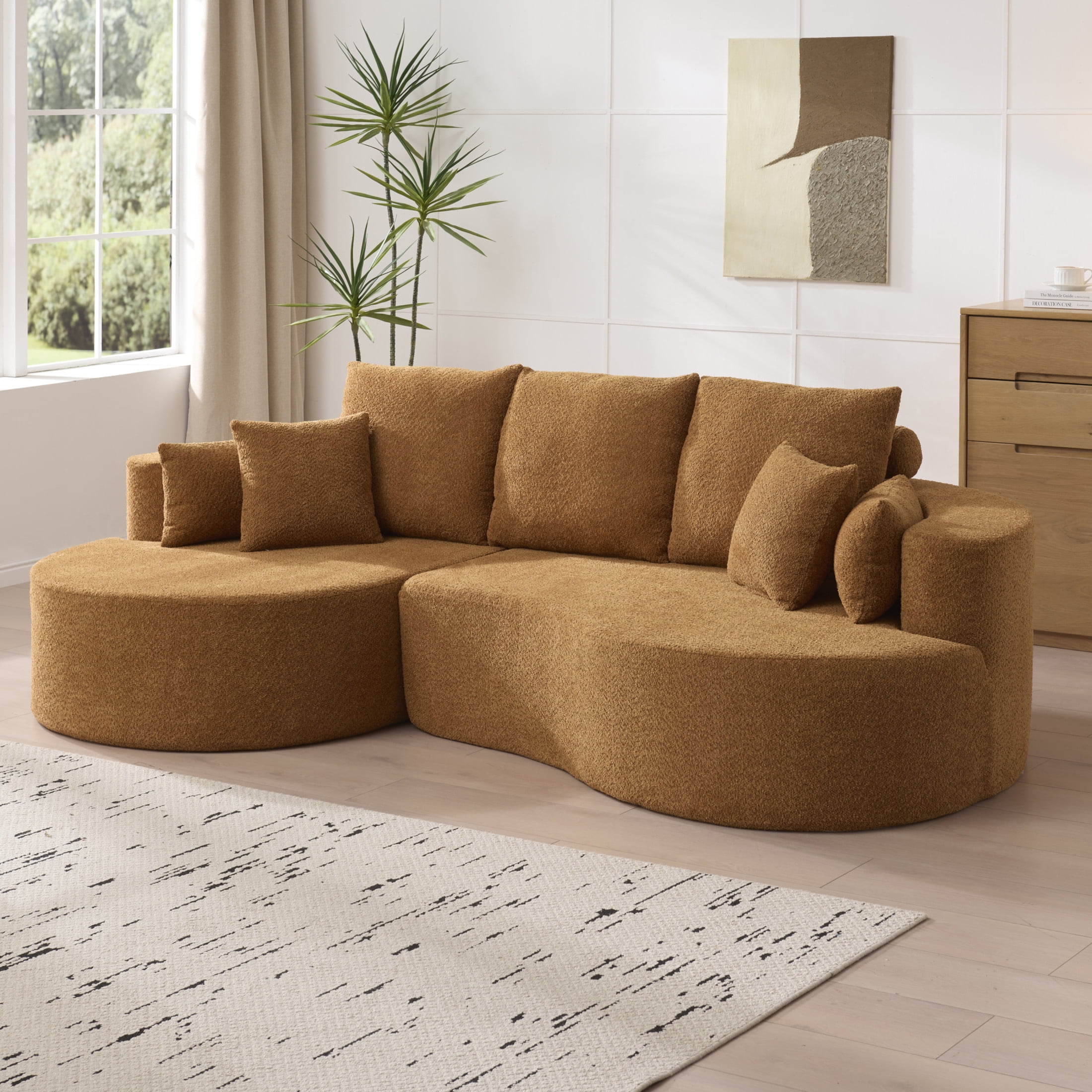Christopher Knight Home 106" Modern Curved Cloud Sectional Sofa with 7 ...