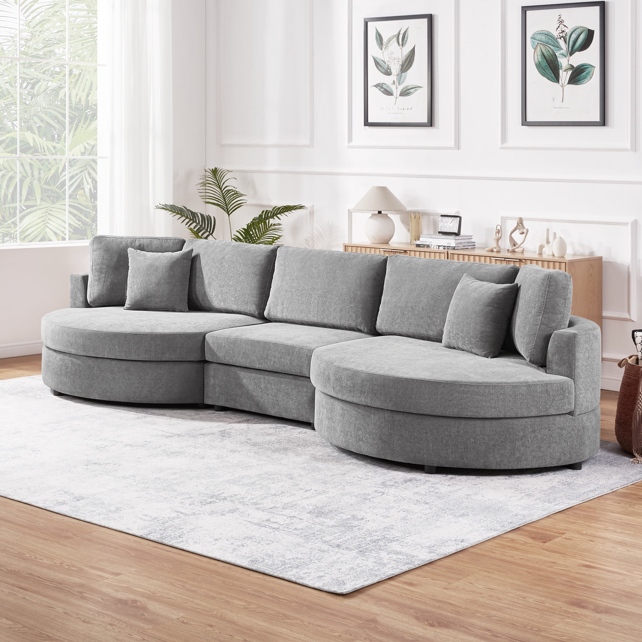 Christopher Knight Home 129" Curved Sectional Sofa Couch, Black ...