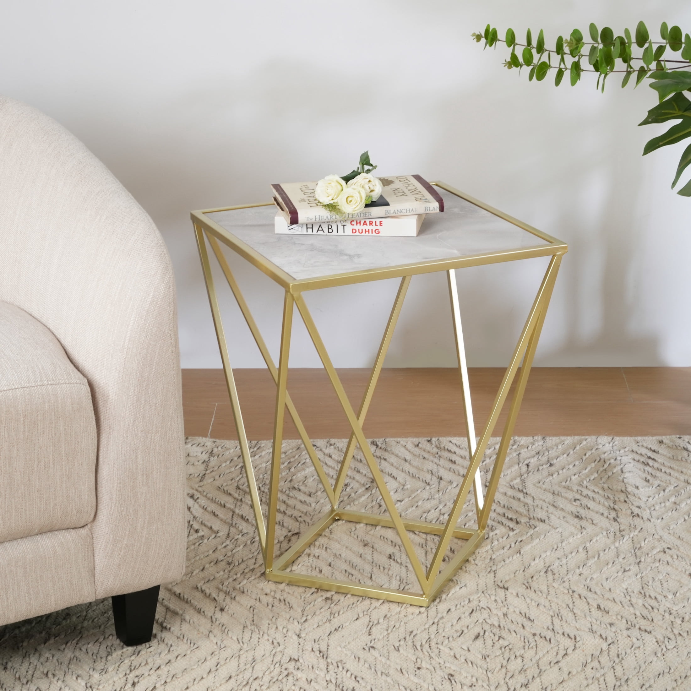 Christopher Knight Home 15.75" Square Glass Side Table with Iron ...