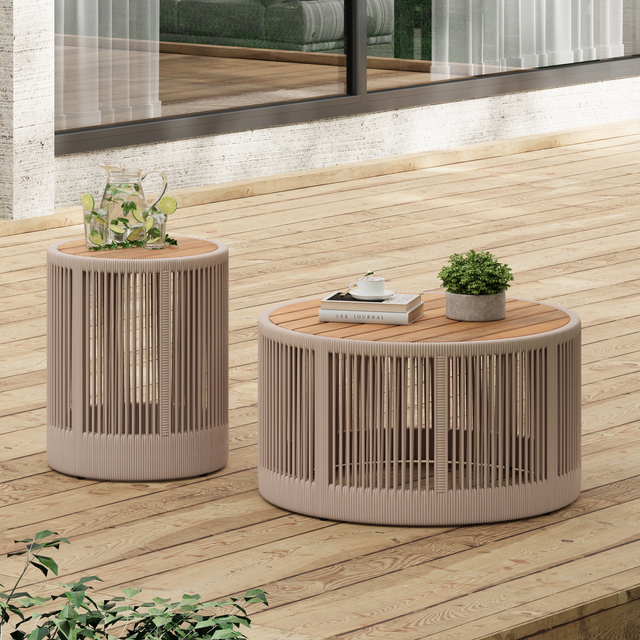 Christopher Knight Home 2-Piece Coffee Table and Side Table Set, Acacia ...