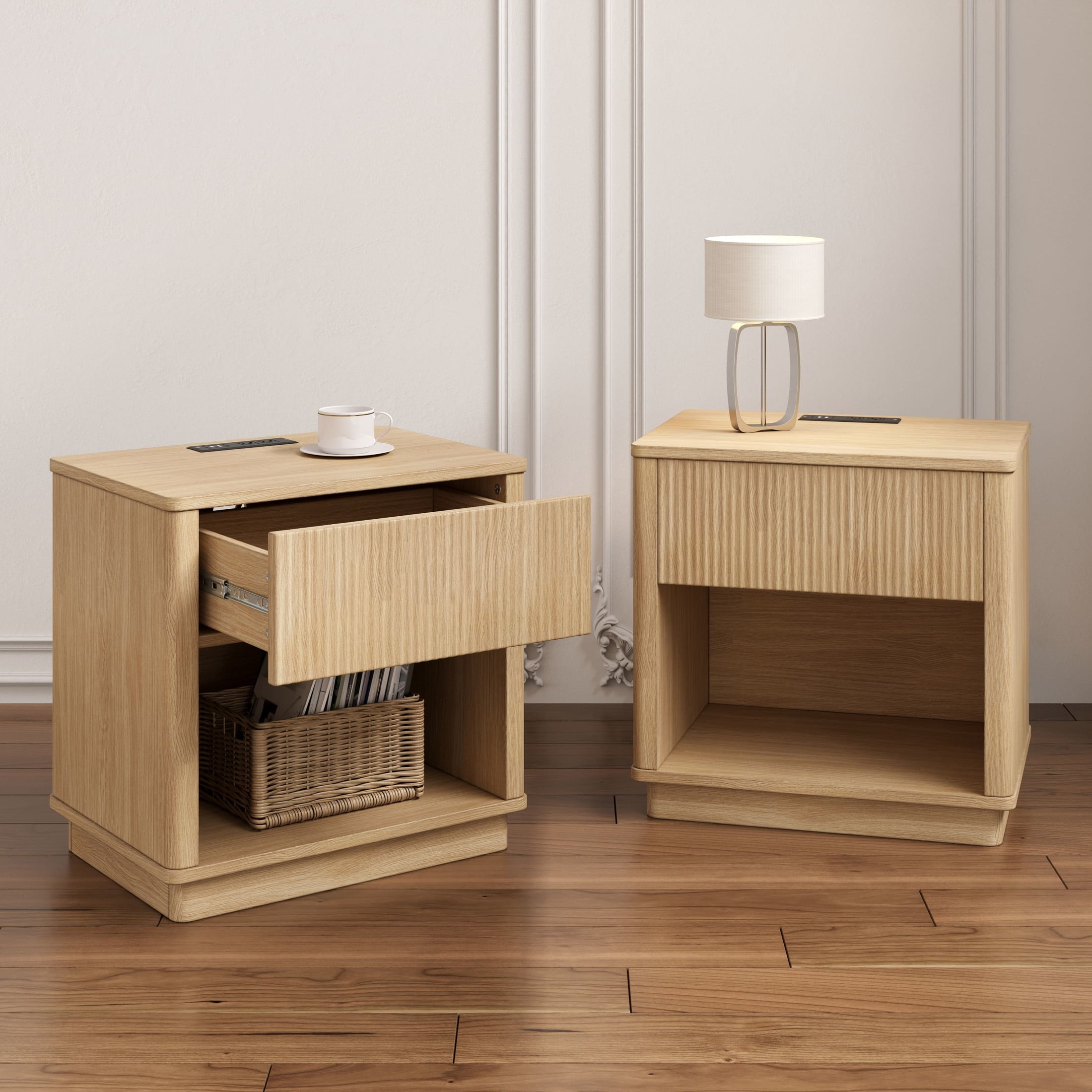 Christopher Knight Home 21.6" Nightstand with Outlet & USB Port, Modern ...