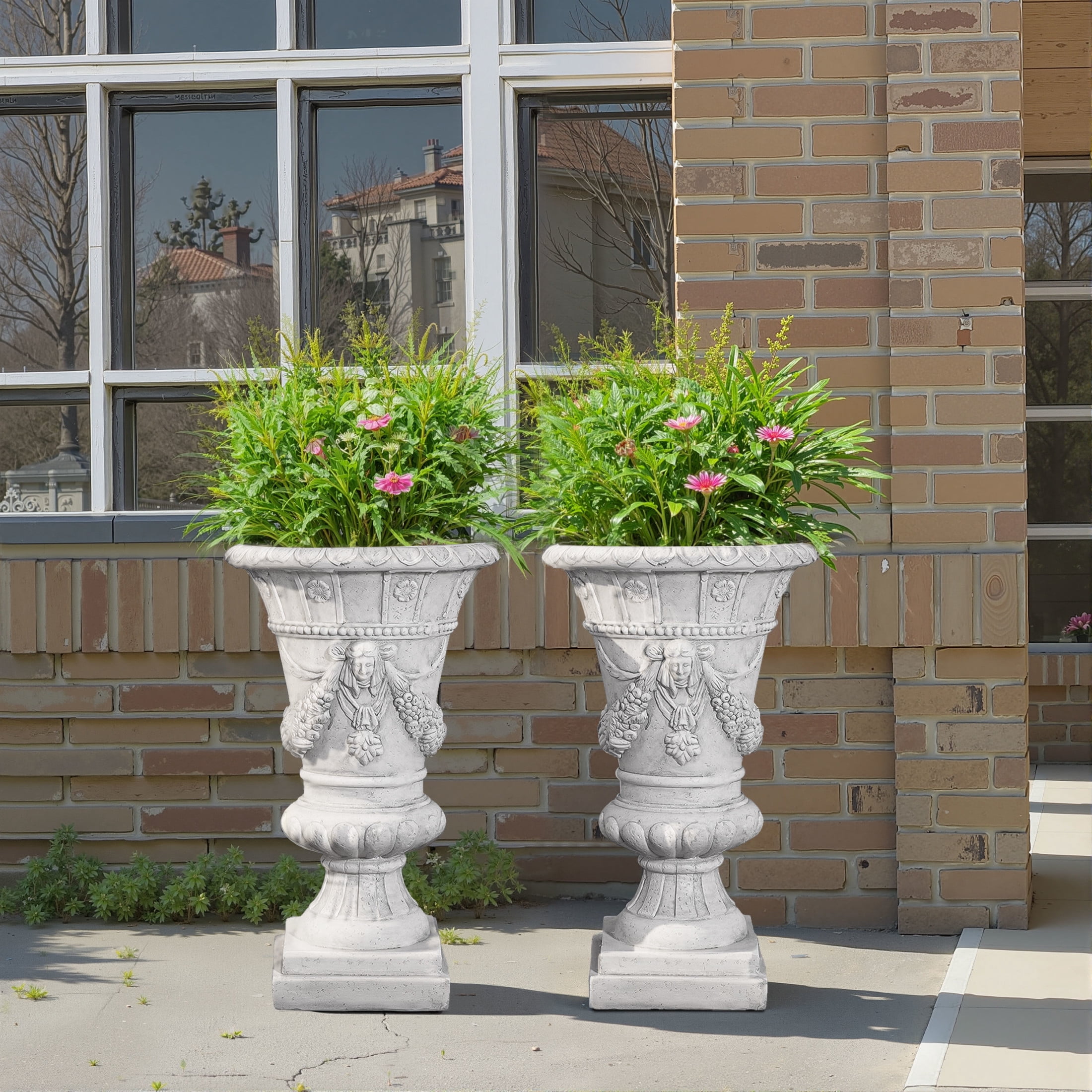 Christopher Knight Home 23.75" MGO Garden Urn Planter with Drainage ...
