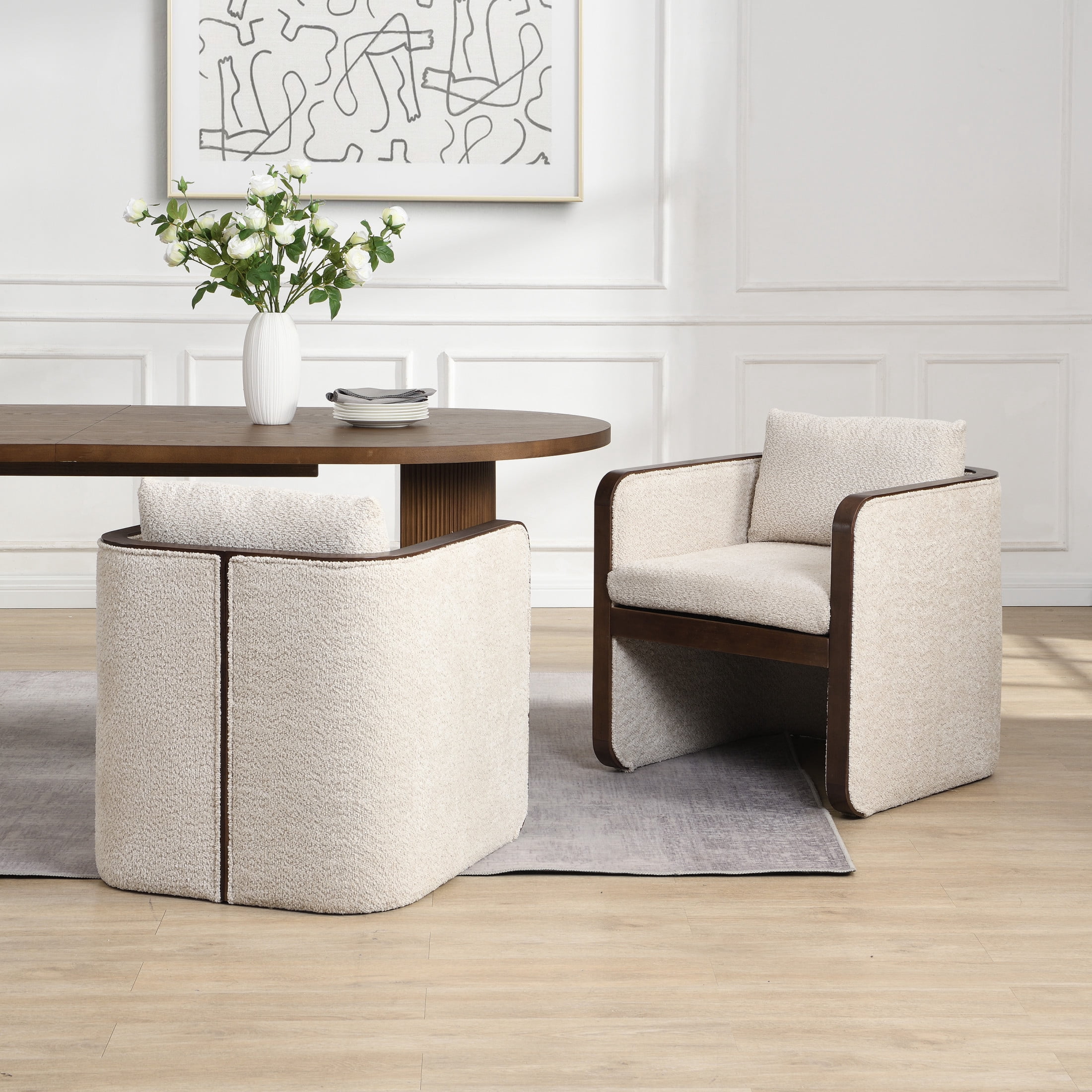 Christopher Knight Home 25.25" Modern Boucle Dining Chair with Pillow ...