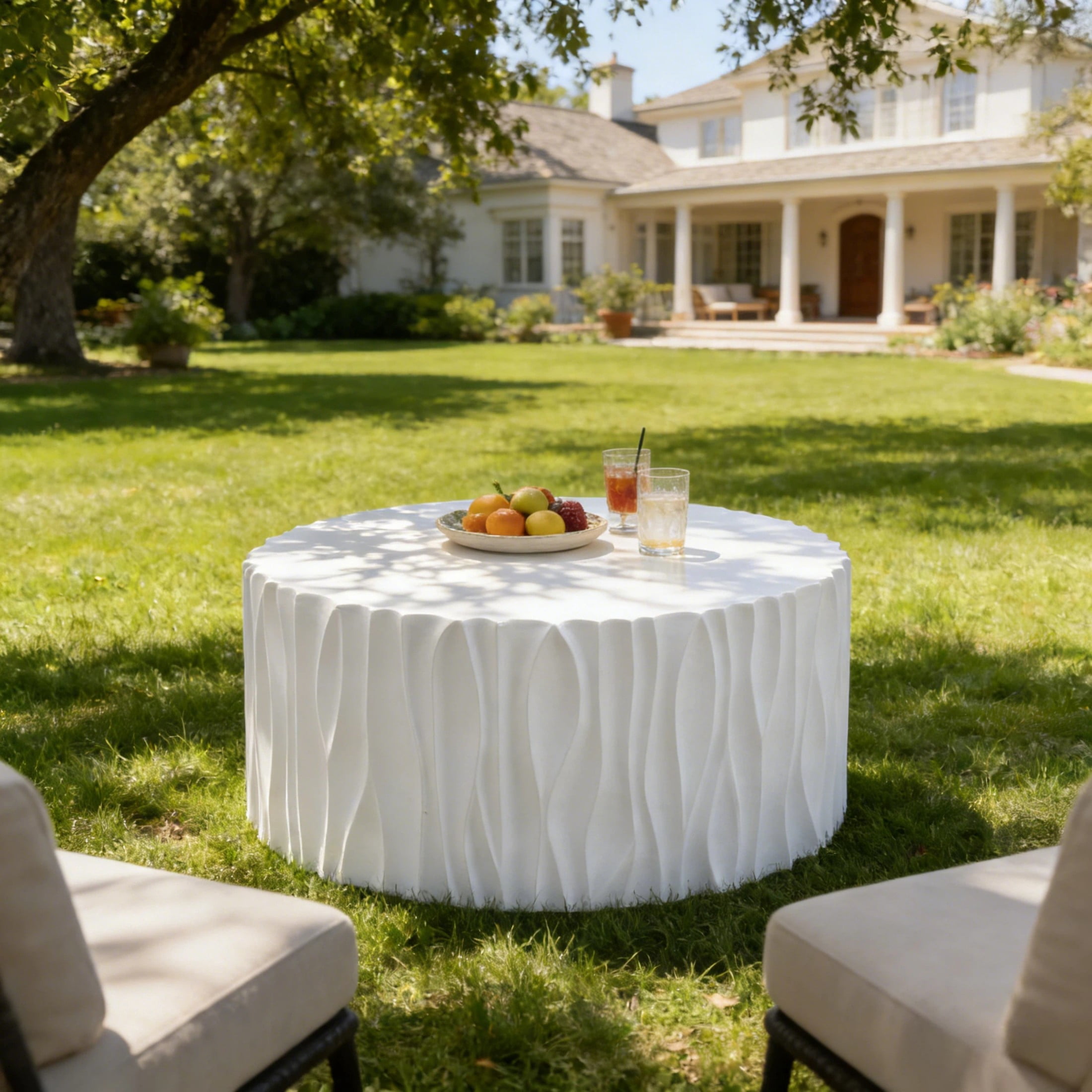 Christopher Knight Home 26.77" Round Outdoor Coffee Table, Wavy Fluted ...