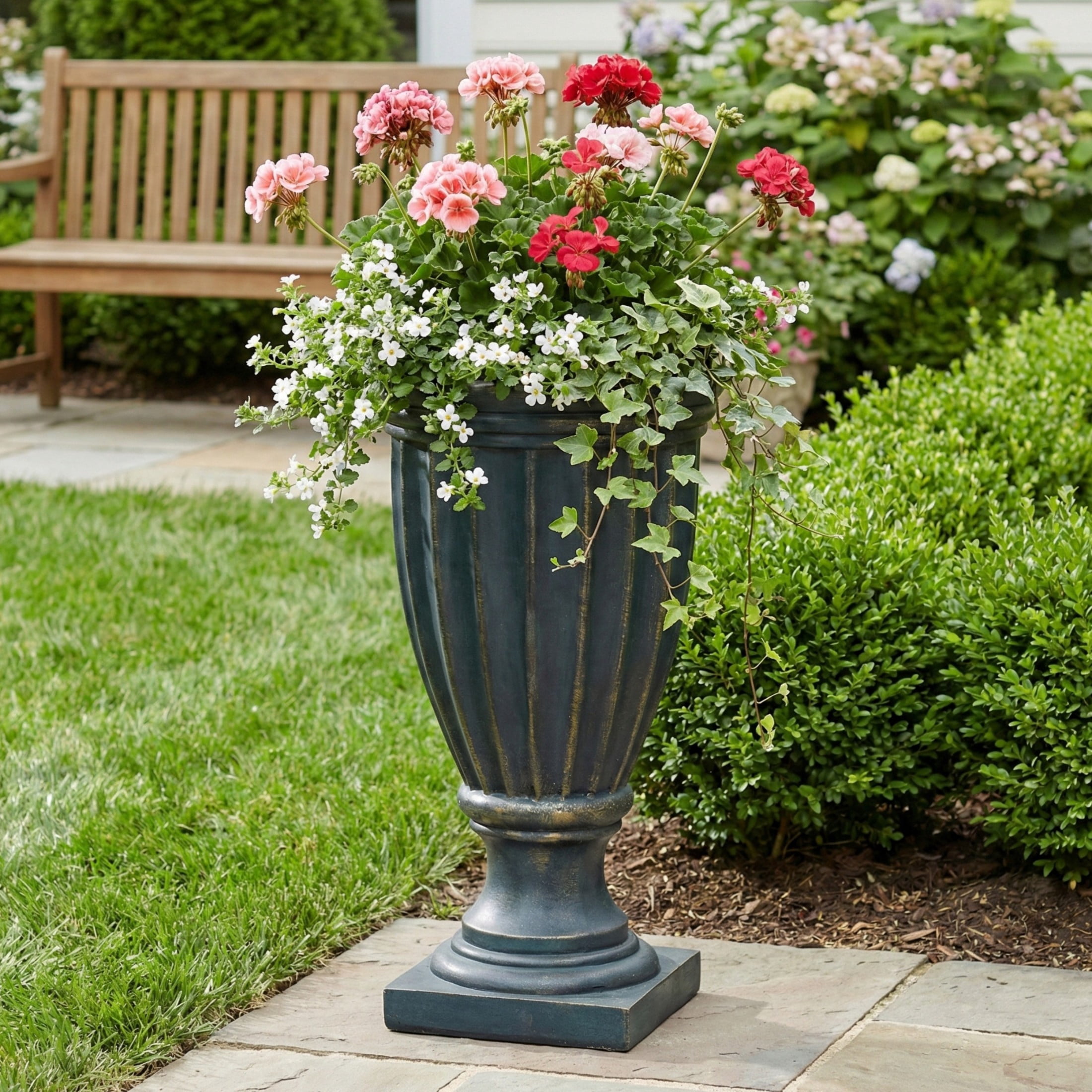 Christopher Knight Home 26.8" Outdoor MGO Stately Tall Fluted Pedestal ...
