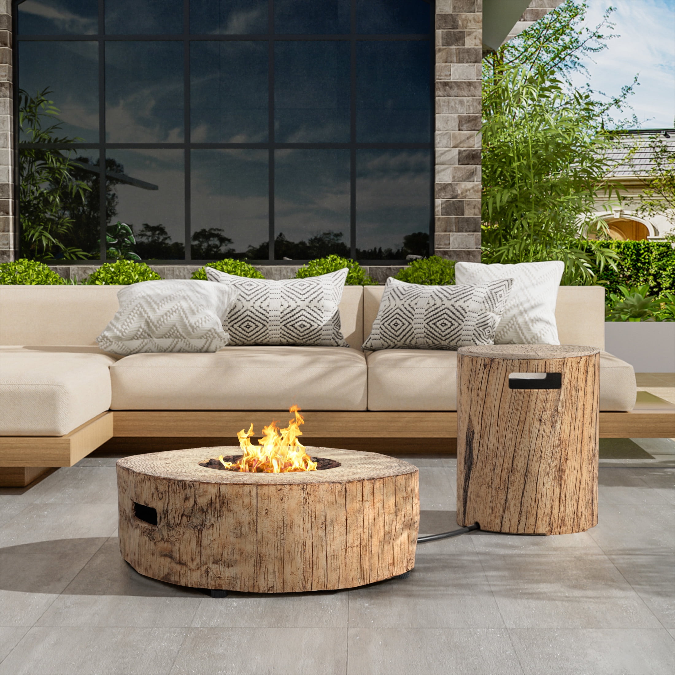 Christopher Knight Home 28" Patio MGO Propane Fire Pit Set, 30,000 BTU ...