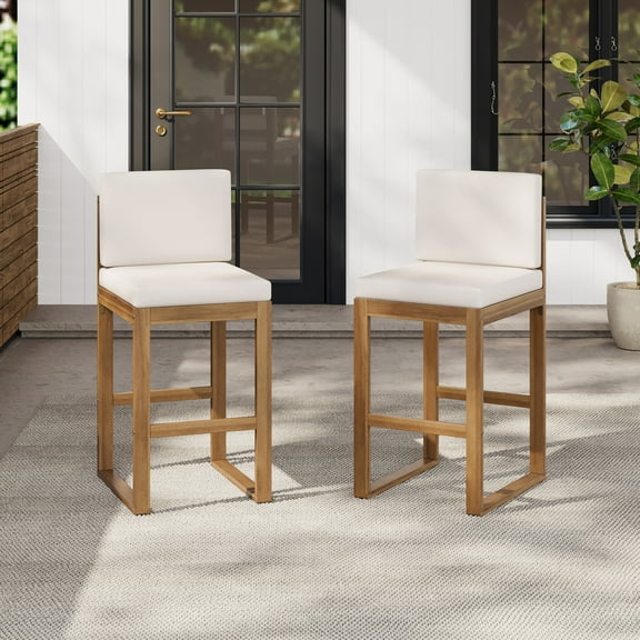 Christopher Knight Home 25” Wood Outdoor Counter Stool with Beige Rope ...