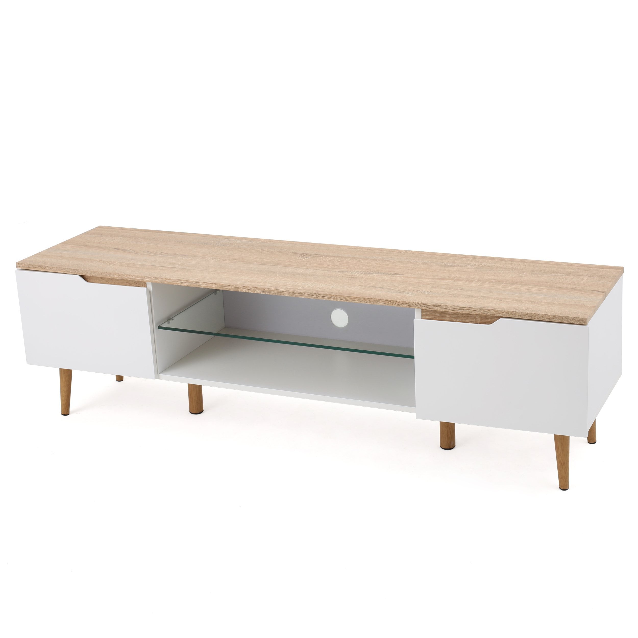Christopher Knight Home Rowan Wood TV Stand, White Matte / Oak Finish ...