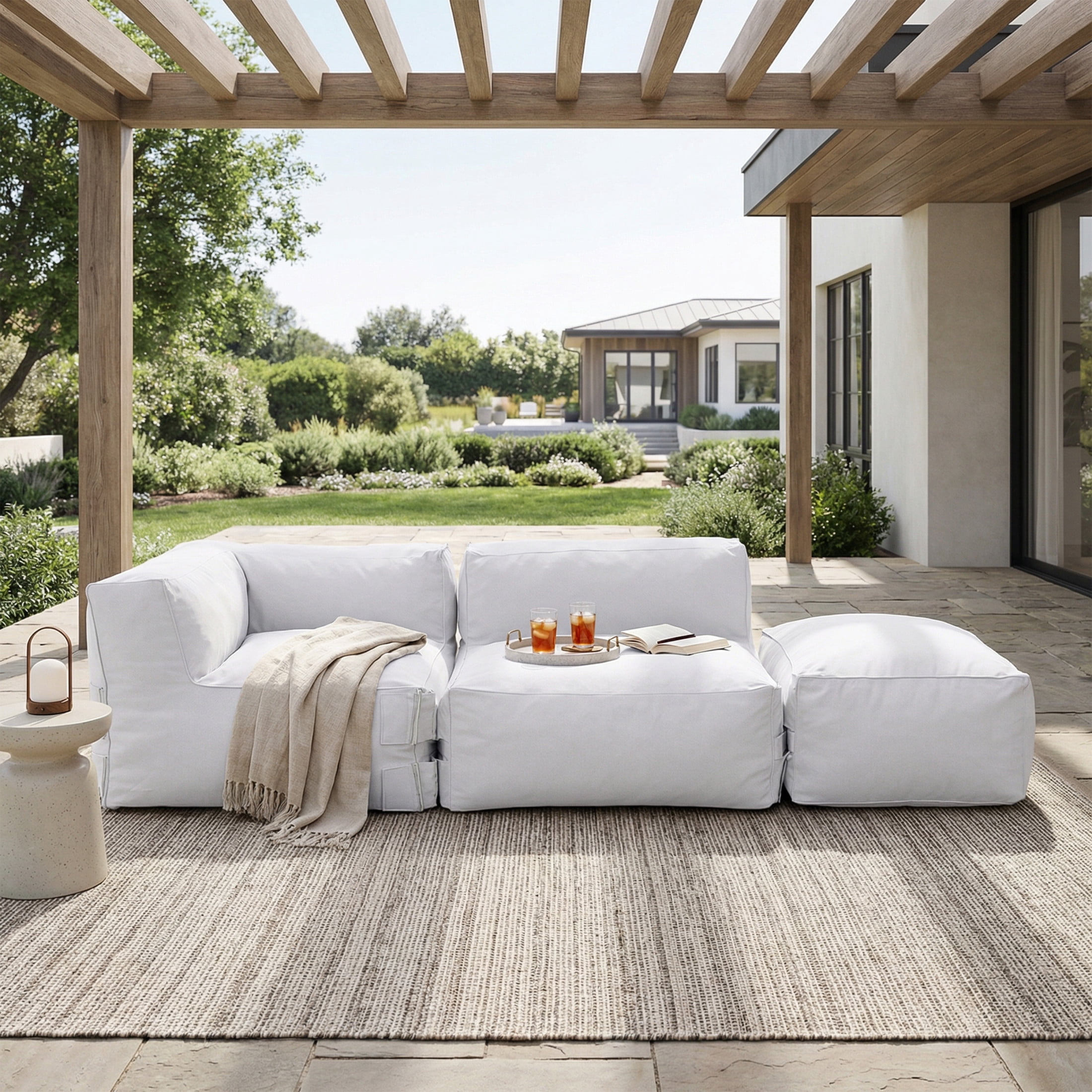 Christopher Knight Home 3-Piece Outdoor Bean Bag Sofa, Armless and ...