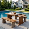 Christopher Knight Home 3-Piece Outdoor Dining Set, 70" Acacia Wood ...