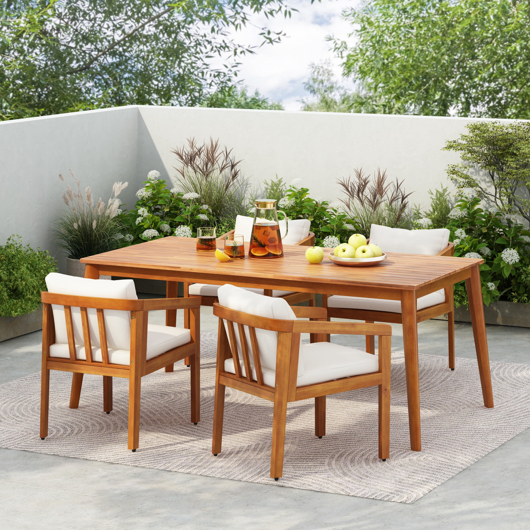 Christopher Knight Home 3-Piece Outdoor Dining Set, Acacia Wood Table ...