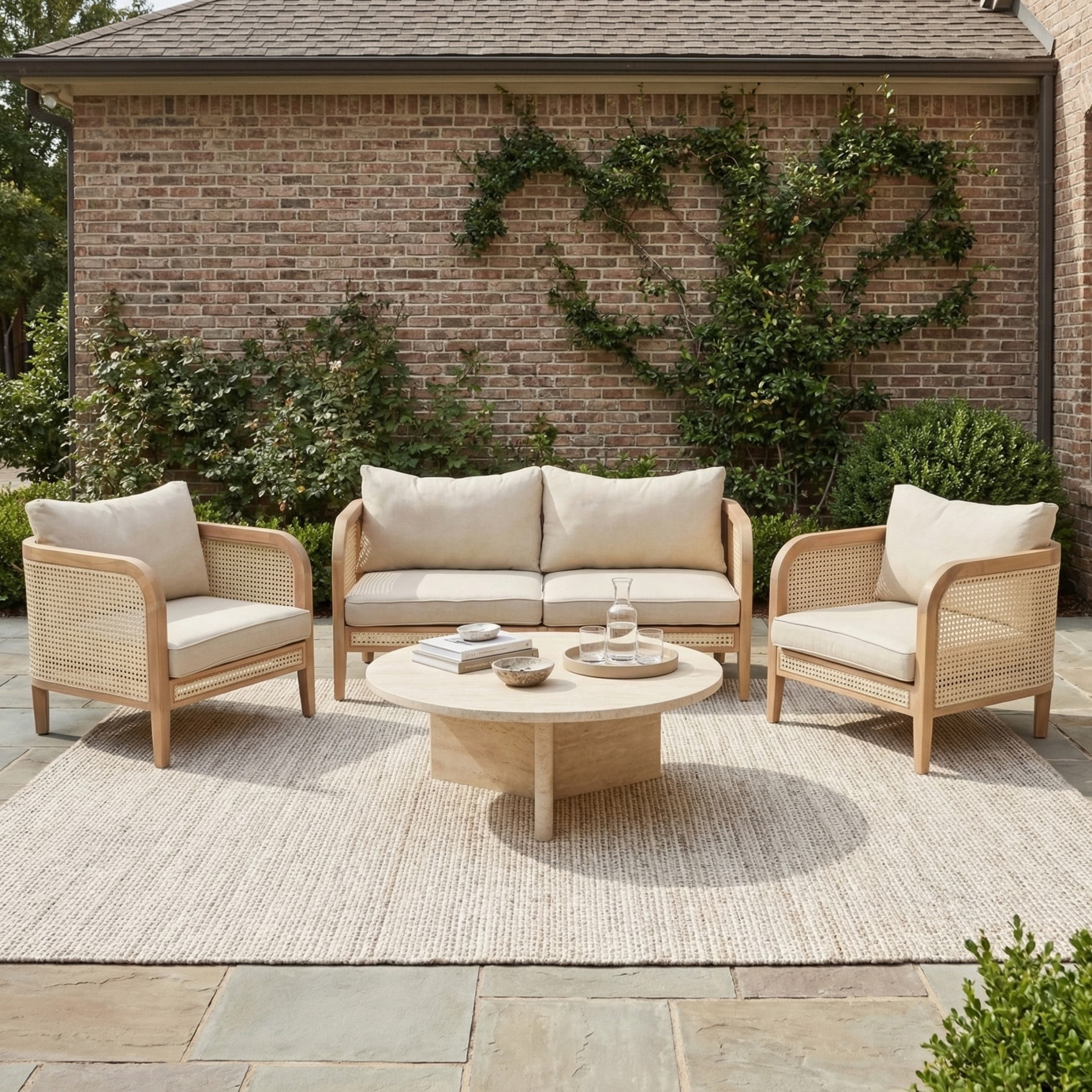 Christopher Knight Home 3-Piece Outdoor Patio Chat Set, Wicker Loveseat ...